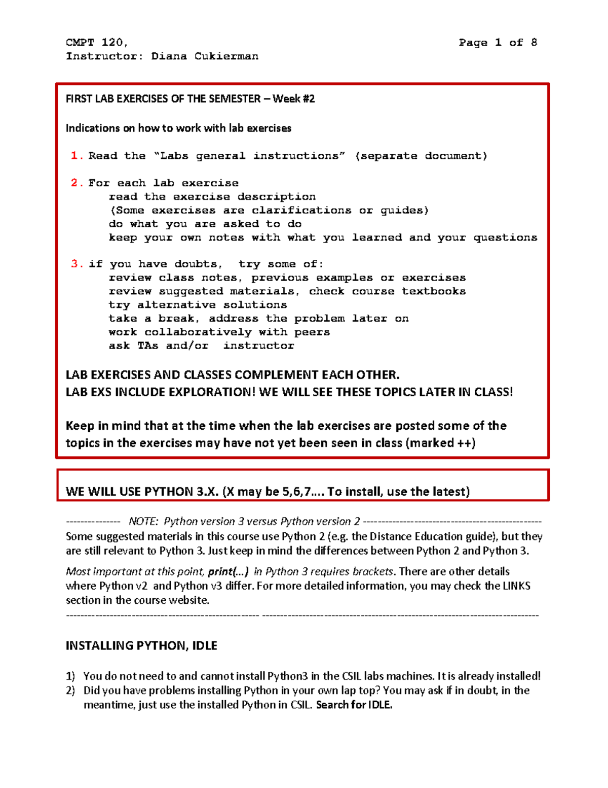 Lab Wk 2 - ddddddddddddddddd - Warning: TT: undefined function: 32 Instructor: Diana Cukierman ...