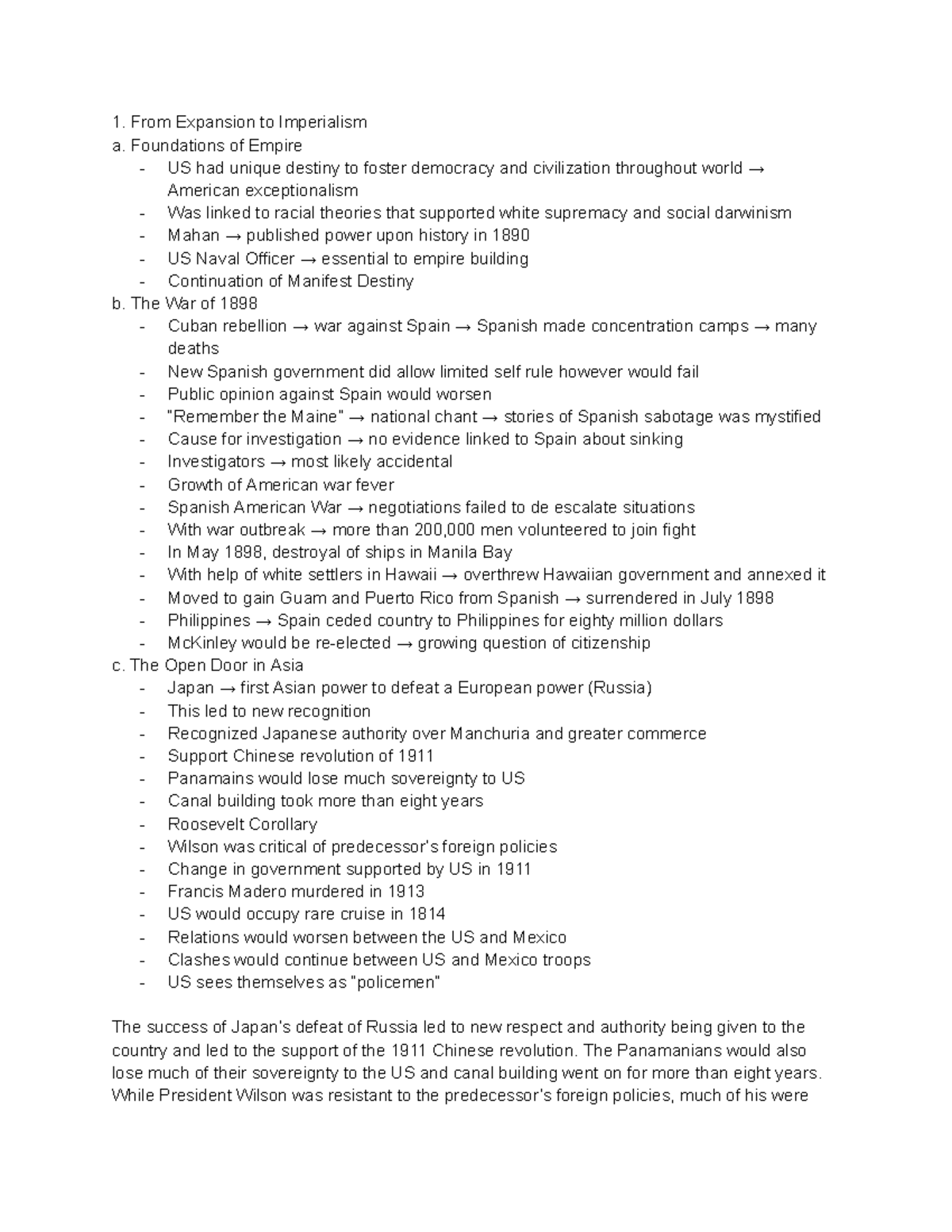 Chapter 21 Notes - From Expansion to Imperialism a. Foundations of ...