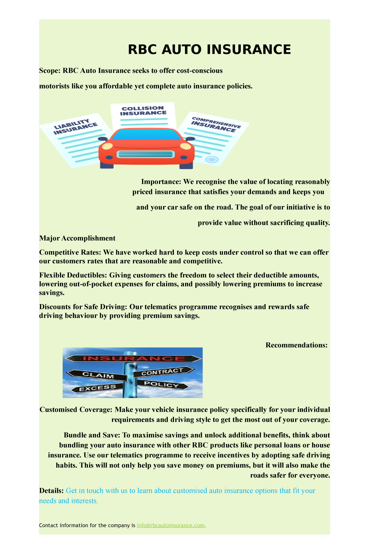 RBC AUTO Insurance - assignment - RBC AUTO INSURANCE Scope: RBC Auto ...