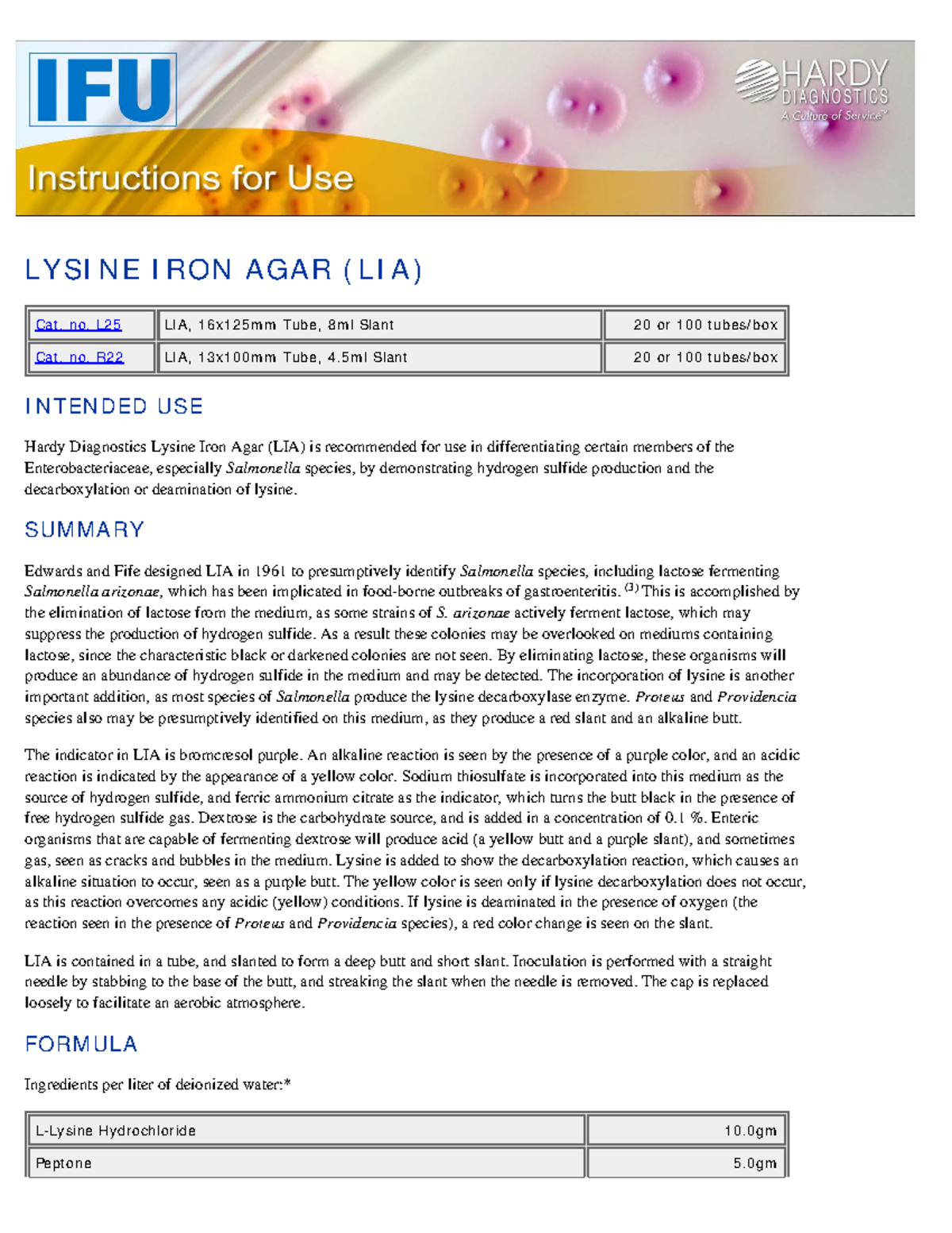 Lysine Iron Agar-LIA - Review the notes - LYSI N E I RON A GA R ( LI A ...