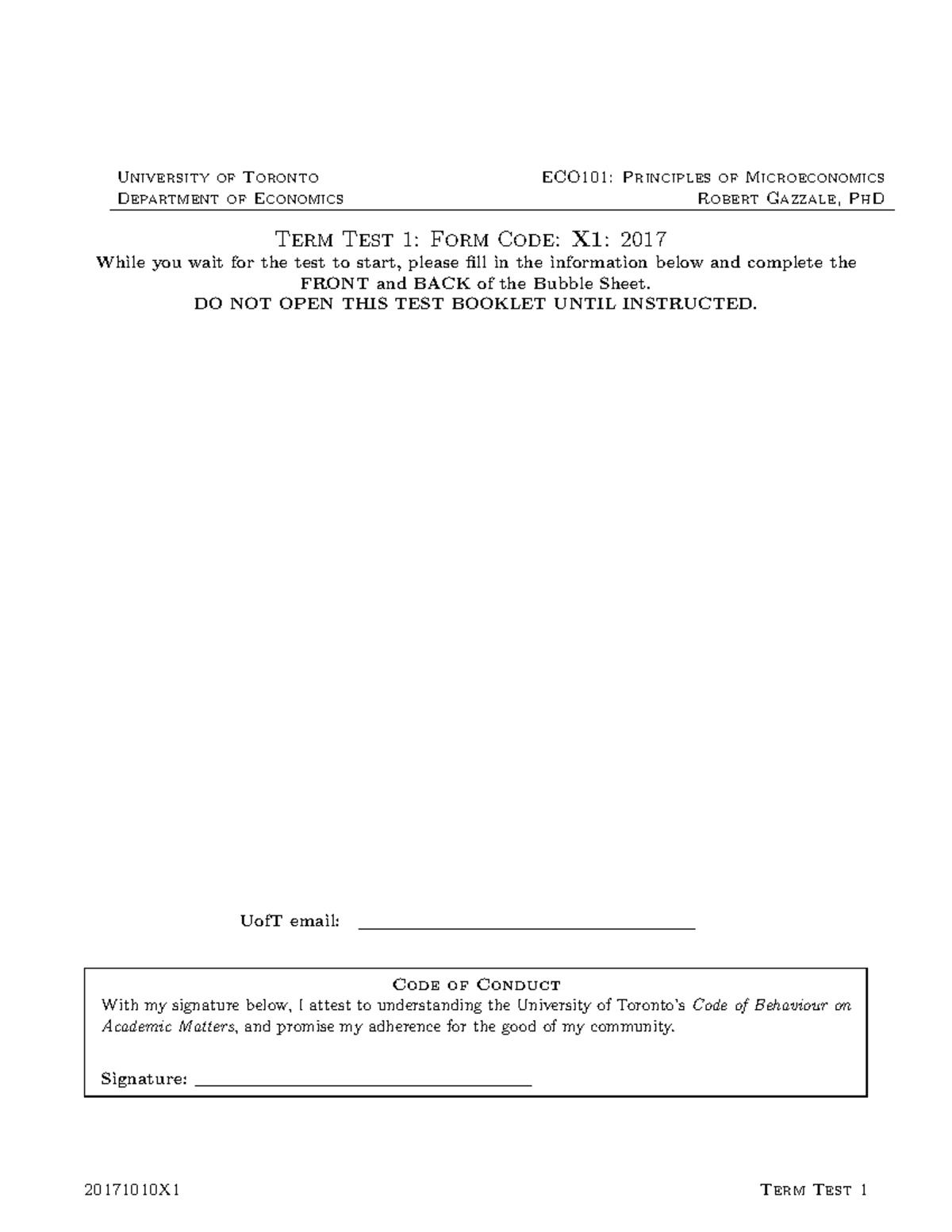 eco previous test practice - University of Toronto ECO101: Principles ...