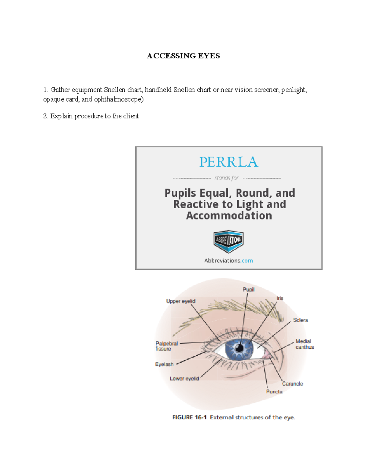 Script-FOR-EYES - study this well - ACCESSING EYES Gather equipment ...
