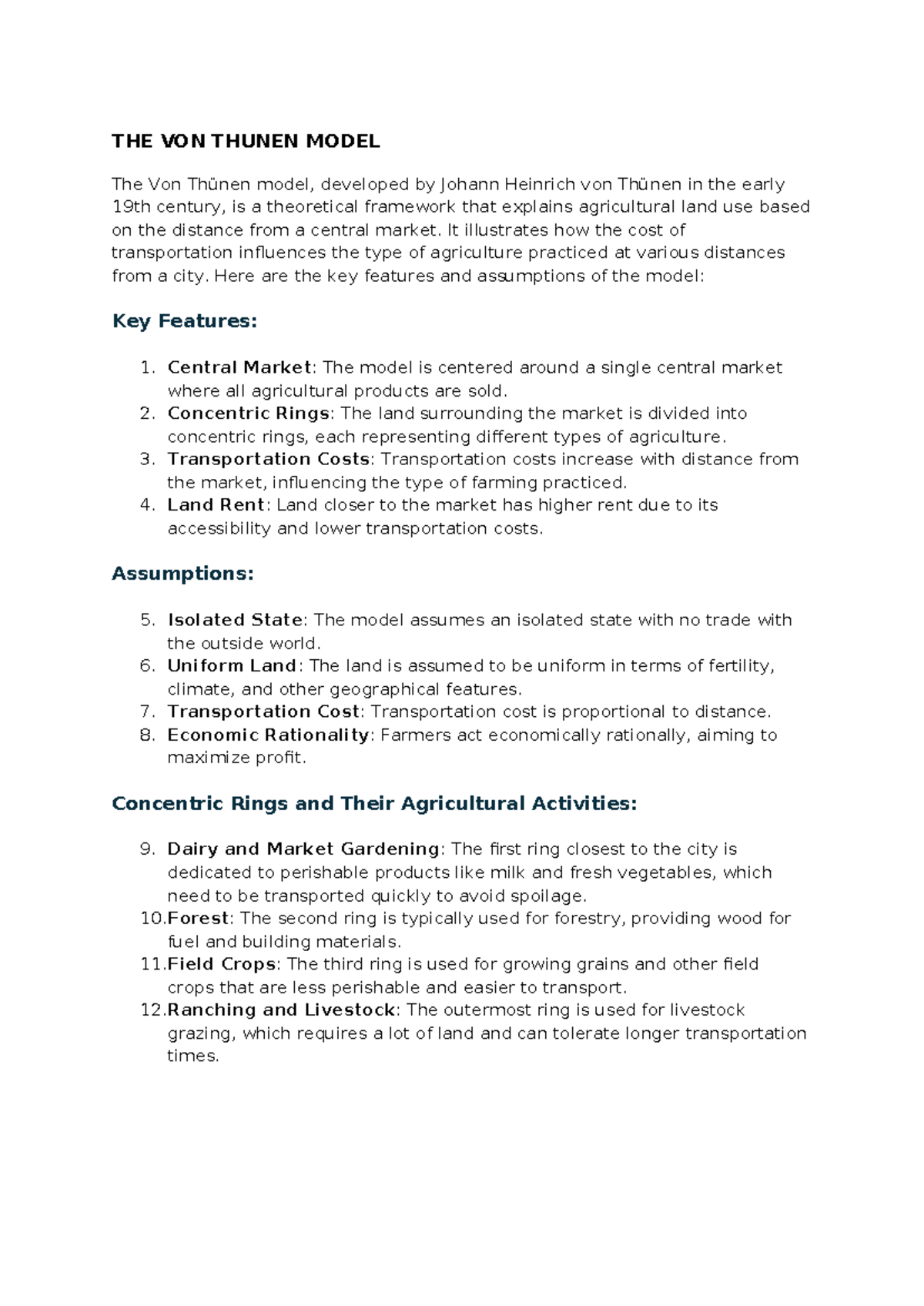 Economic Geography- neu - THE VON THUNEN MODEL The Von Thünen model ...