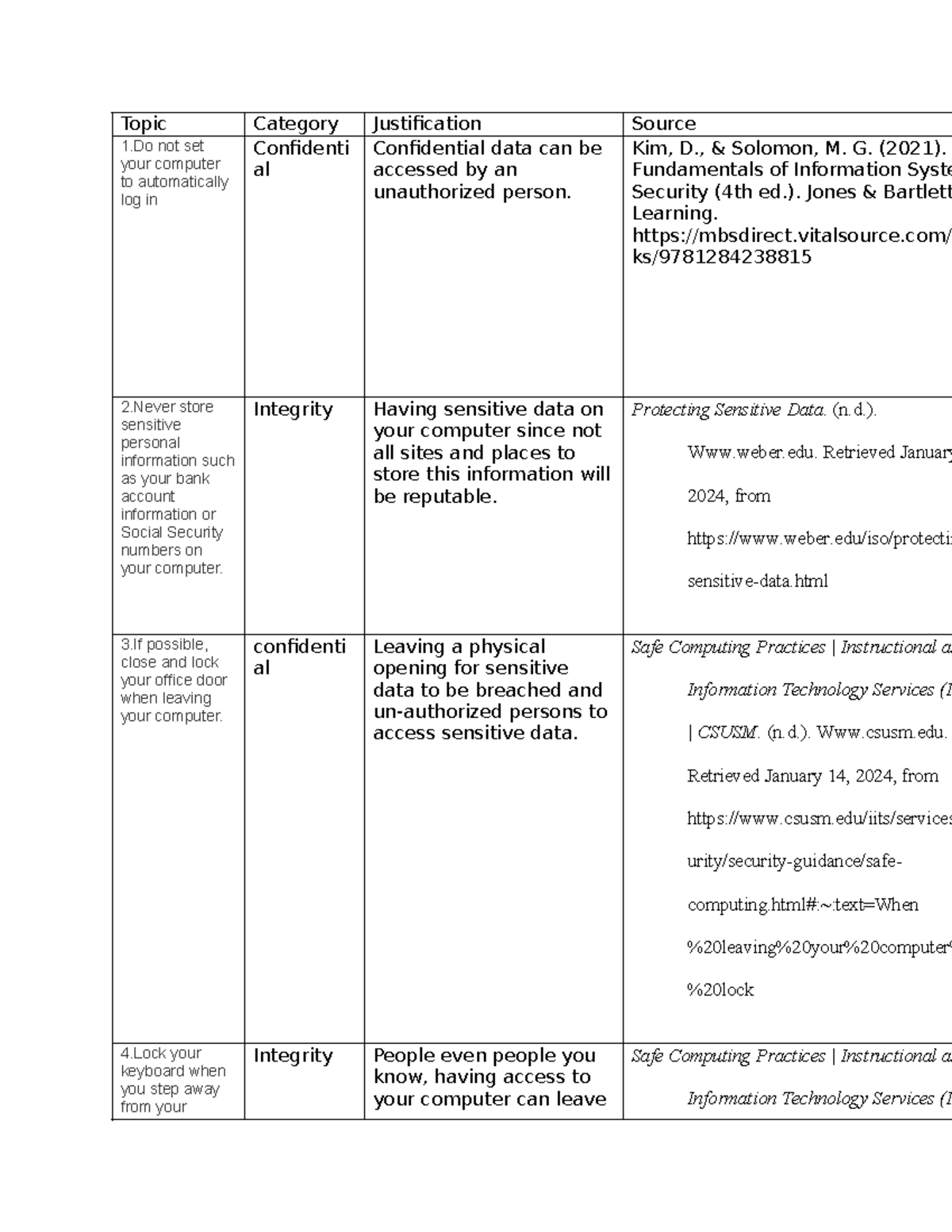 CYB 200 Module One Activity - Topic Category Justification Source 1 not ...