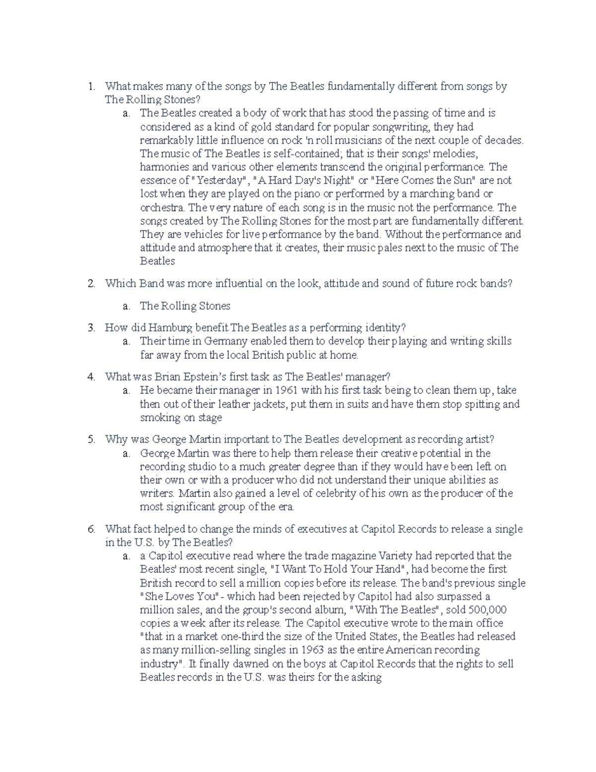 Module 8 Study Guide - What makes many of the songs by The Beatles ...