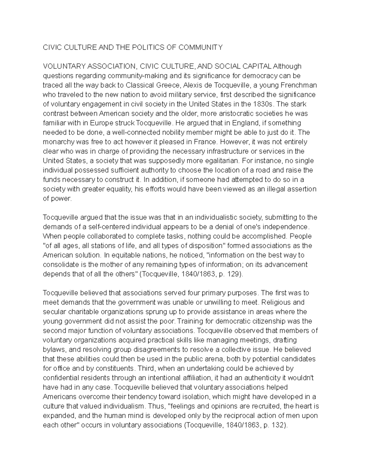 Chapter 6 Section 2 Notes Full Chapter Soc 163 - CIVIC CULTURE AND THE ...