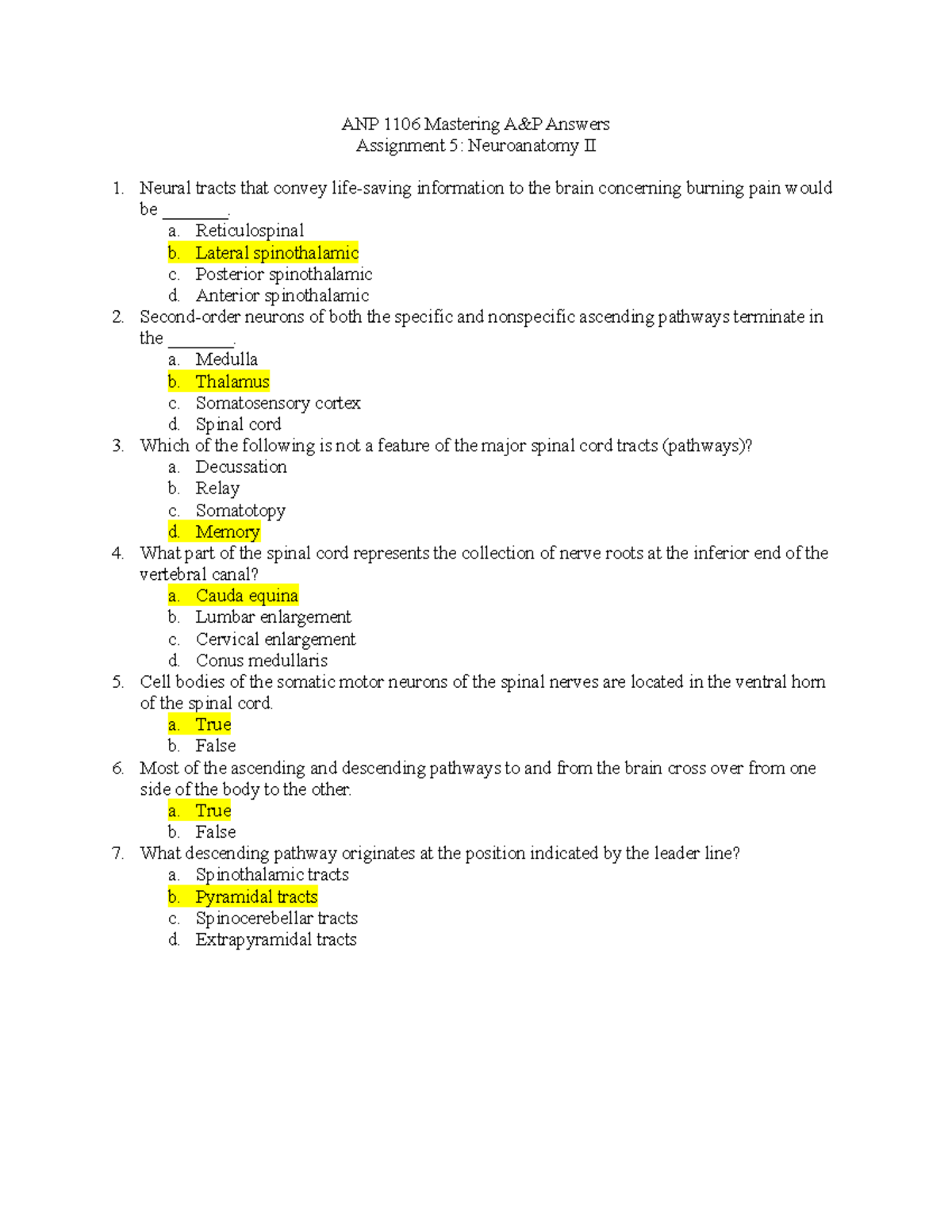 ANP 1106 - Assignment 5 As - ANP 1106 Mastering A&P Answers Assignment ...