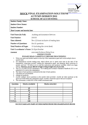 ACCT3006 Assignment Case Study - ACCT3006 – Auditing and Assurance ...