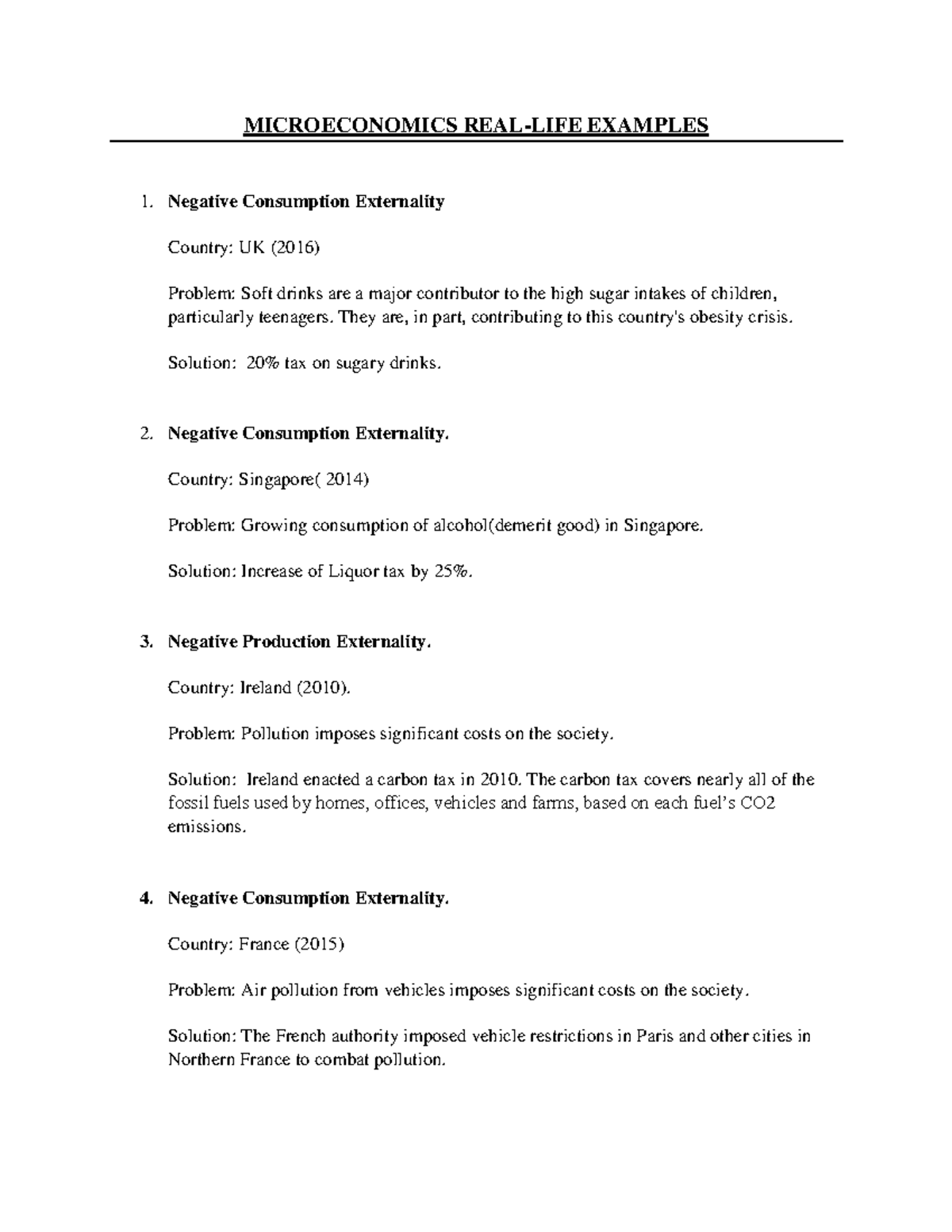 IB Econs HL Real Life examples - MICROECONOMICS REAL-LIFE EXAMPLES ...