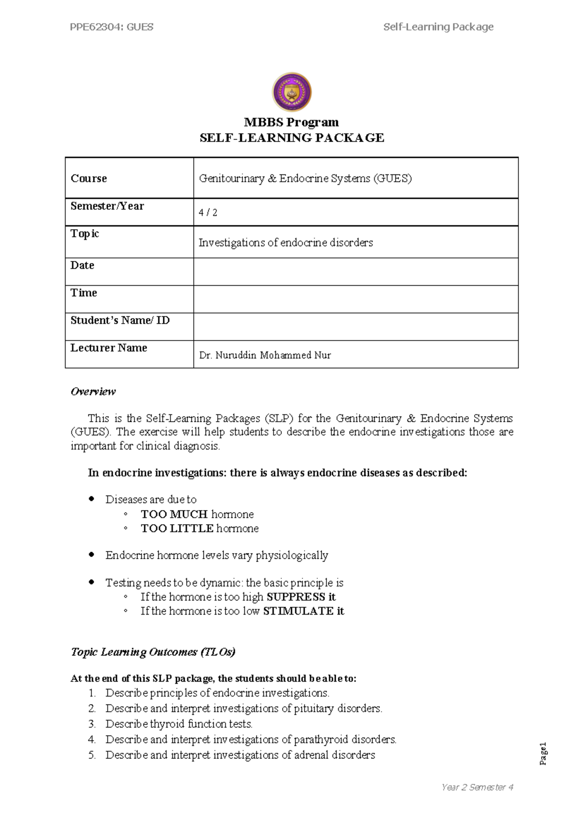-Template- SLP- GUES Investigations of endocrine disorders Nur - Page1 ...