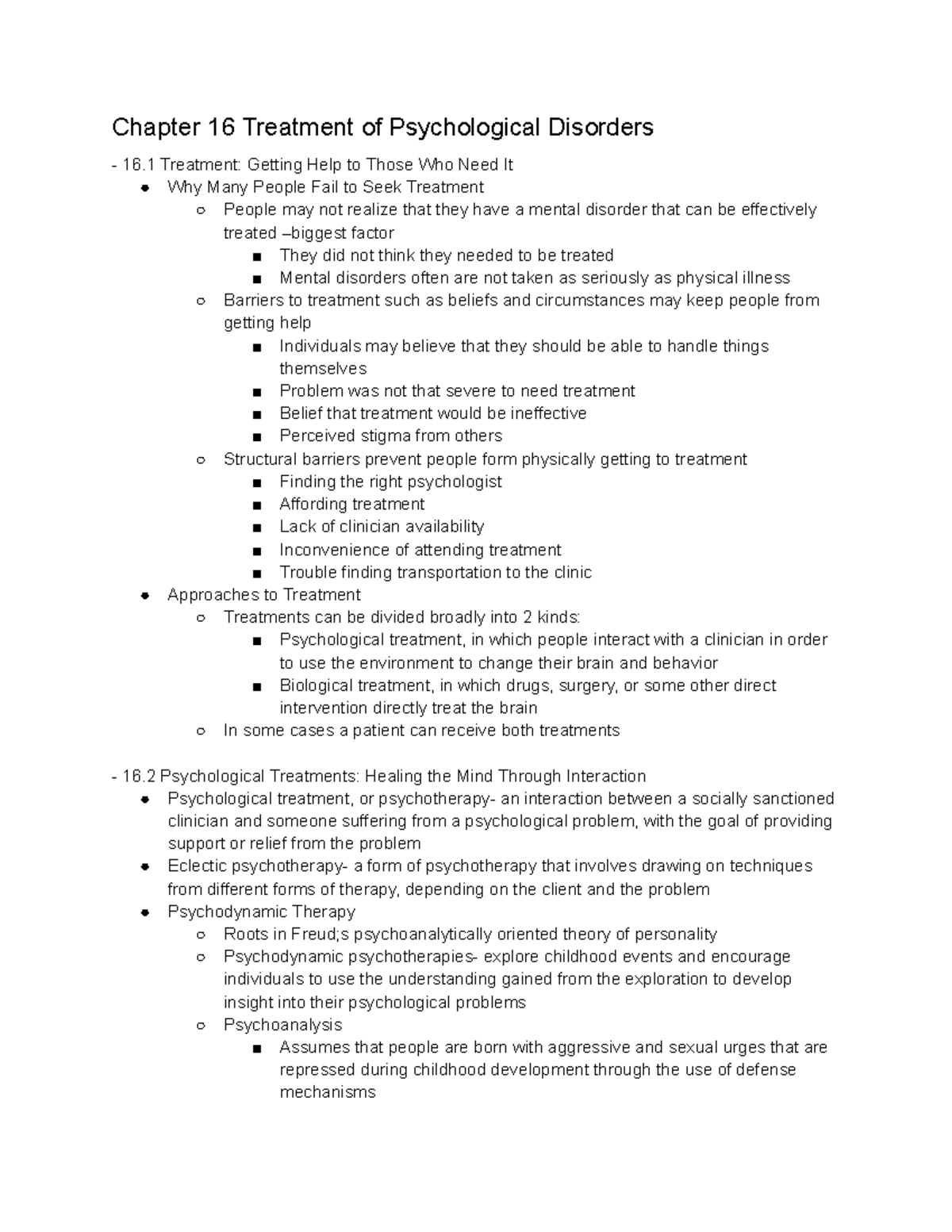 PSYCH 101 Unit 3 - Google Docs - Chapter 16 Treatment of Psychological ...