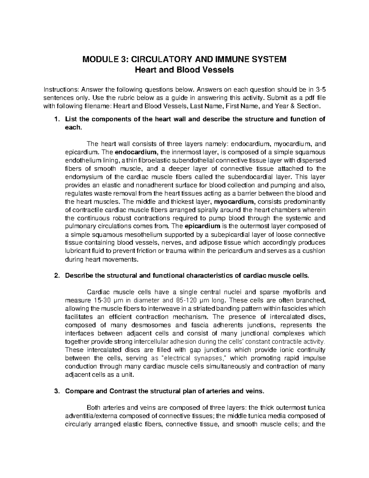 Heart and Blood Vessels - MODULE 3: CIRCULATORY AND IMMUNE SYSTEM Heart ...