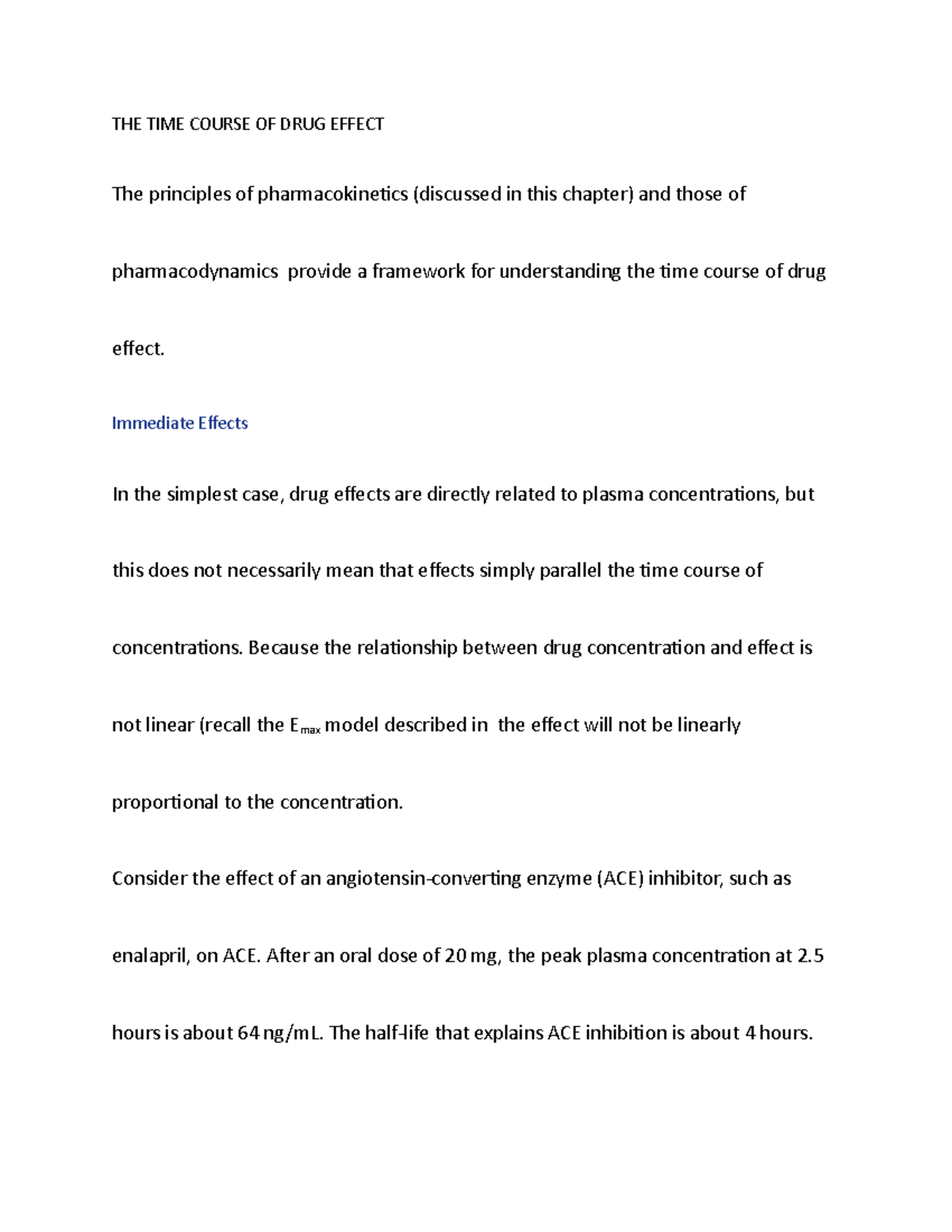 THE TIME Course OF DRUG Effect - THE TIME COURSE OF DRUG EFFECT The ...