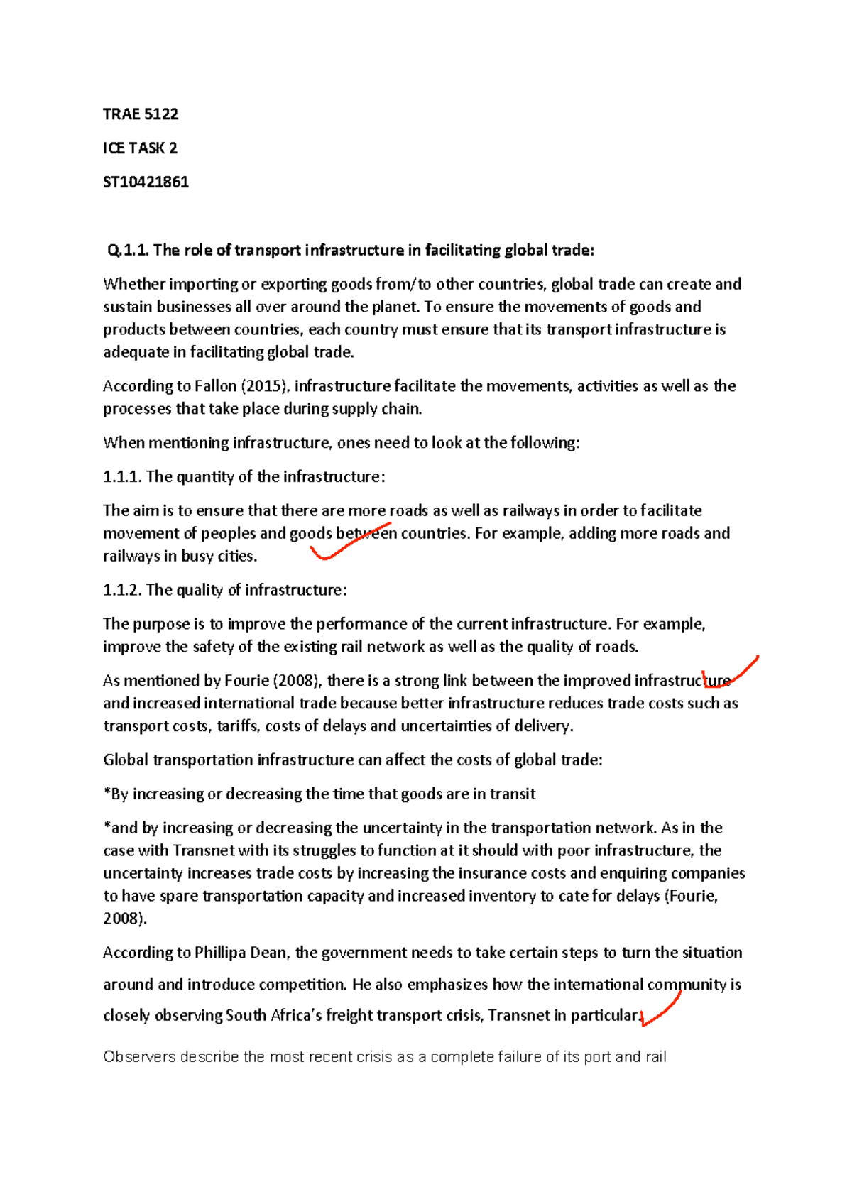 TRAE+5122+ICE+TASK2 - Summary Transport Economics - TRAE 5122 ICE TASK ...
