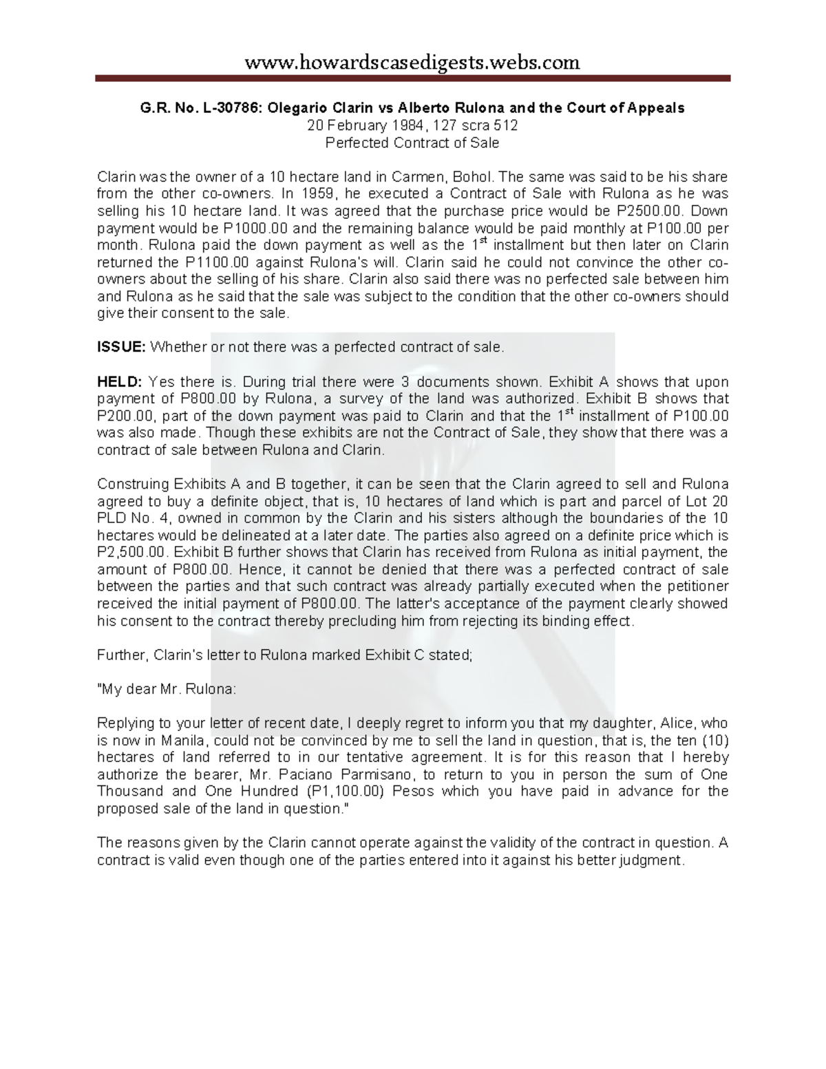 Case Digest in Business and Law, FAR EASTERN UNIVERSITY ...