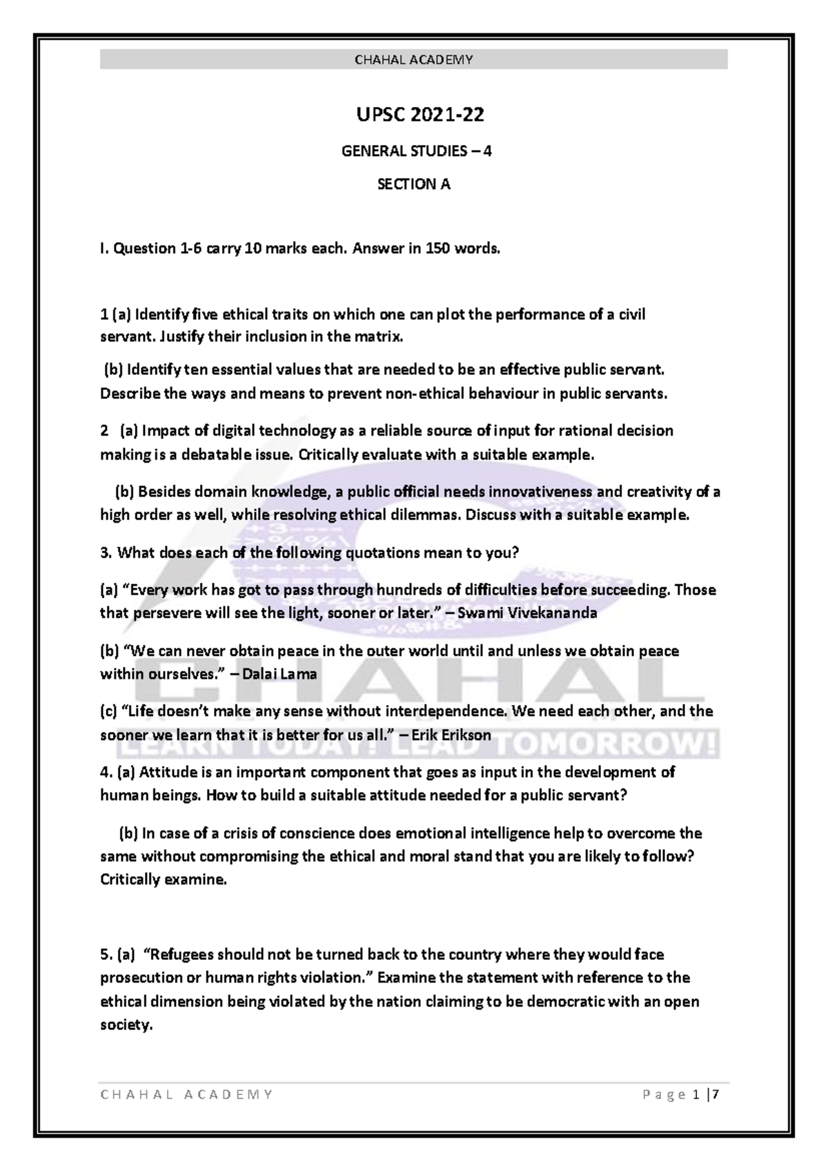 GS4-Paper-2021 - Eassy for general studies - UPSC 2021- 22 GENERAL ...