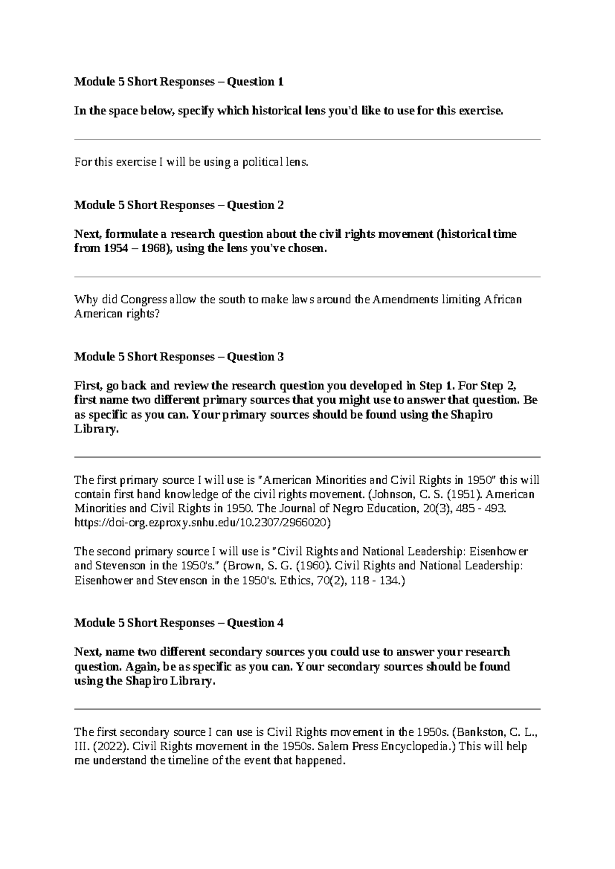 HIS 200 Applied History (M5) - Module 5 Short Responses – Question 1 In ...
