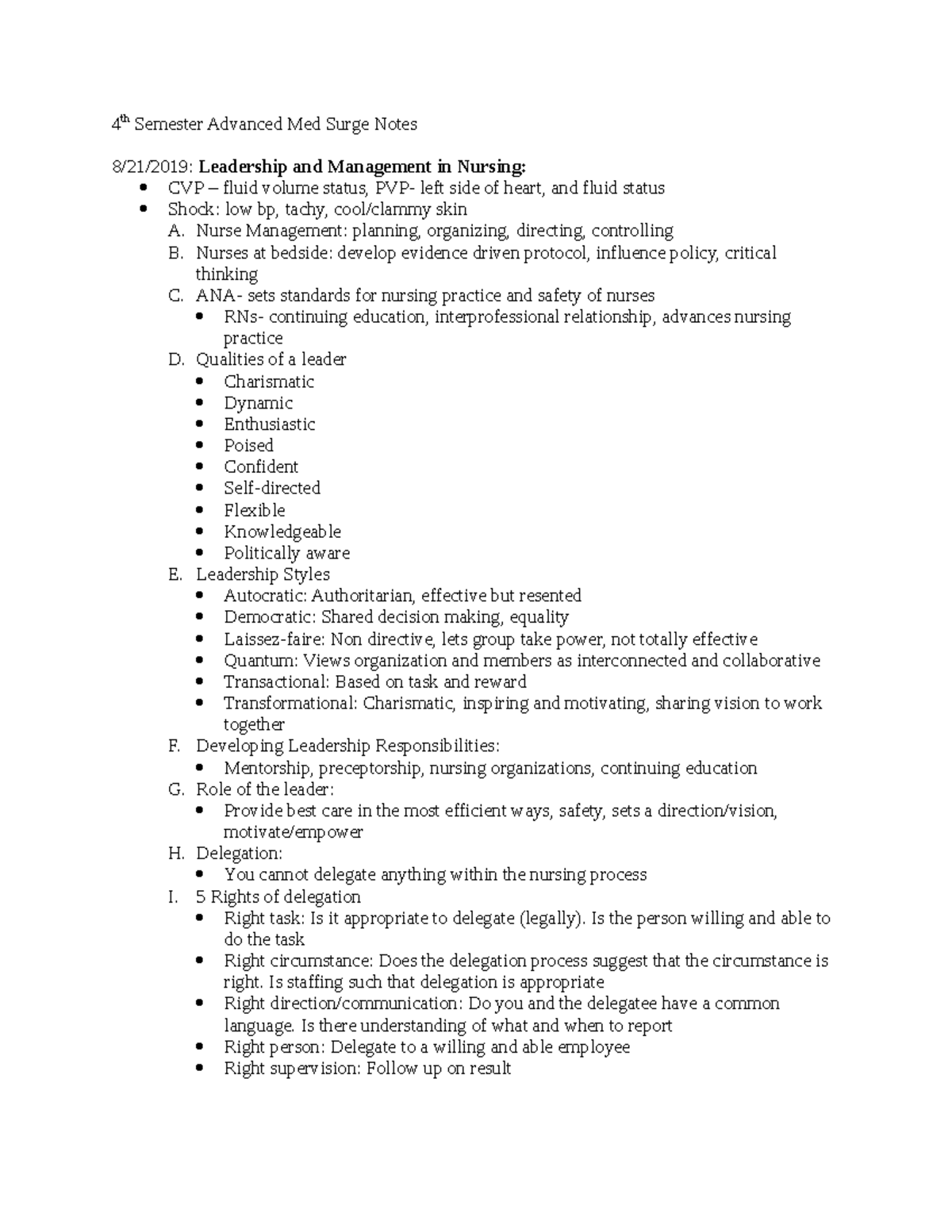 4th Semester Advanced Med Surge Notes - 4 th Semester Advanced Med ...