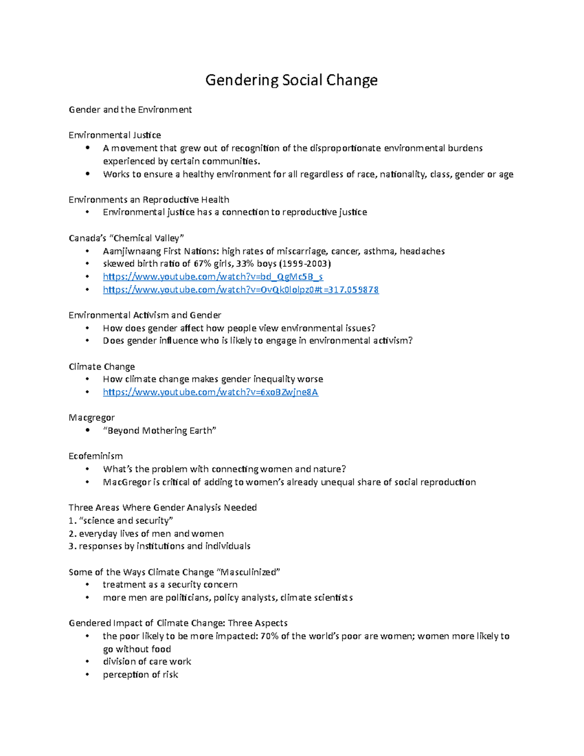 SOC 301 - April 6 - Gendering Social Change - Gendering Social Change ...