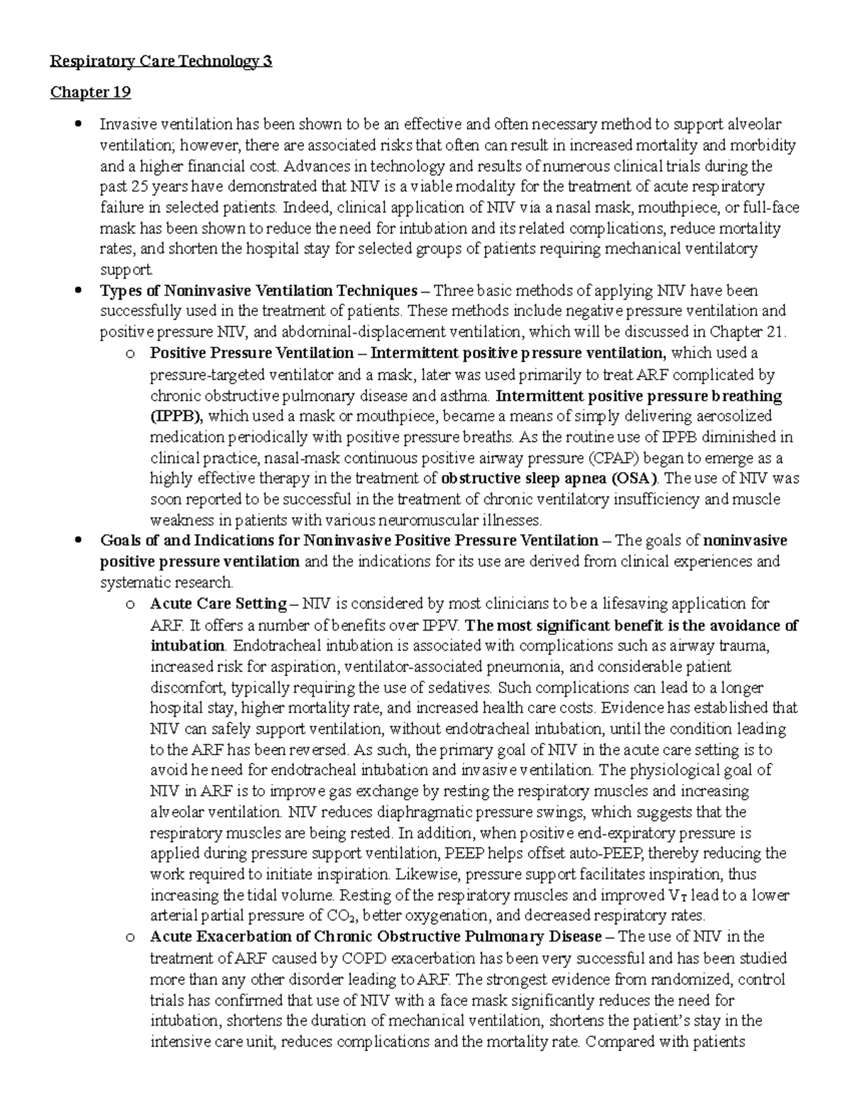 Respiratory Care Technology 3 Chapter 19 - Advances in technology and ...