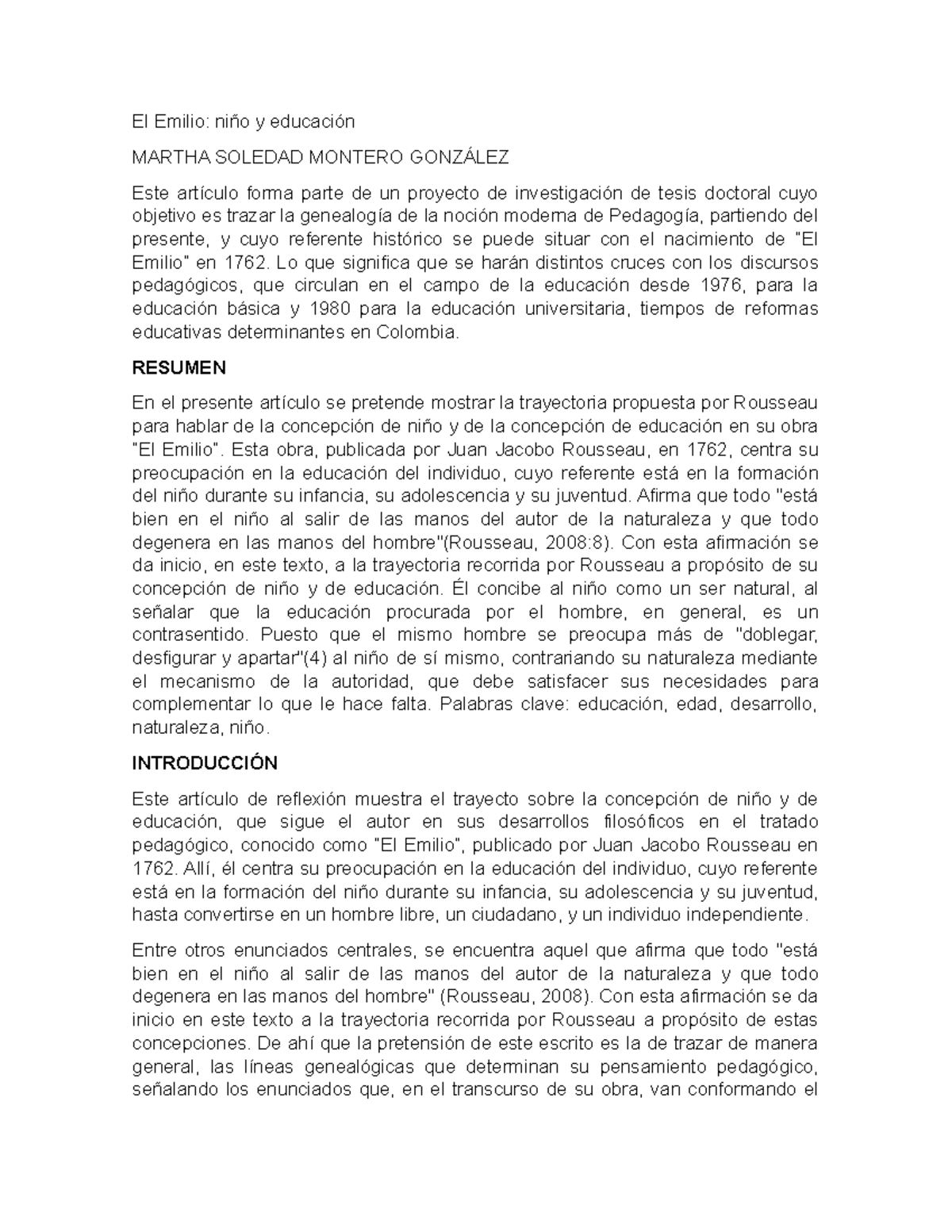 El Emilio. Niño y educacion - El Emilio: niño y educación MARTHA ...