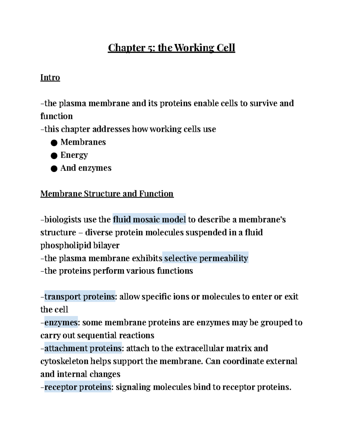 Chapter 5 the working cell - Chapter 5: the Working Cell Intro -the ...