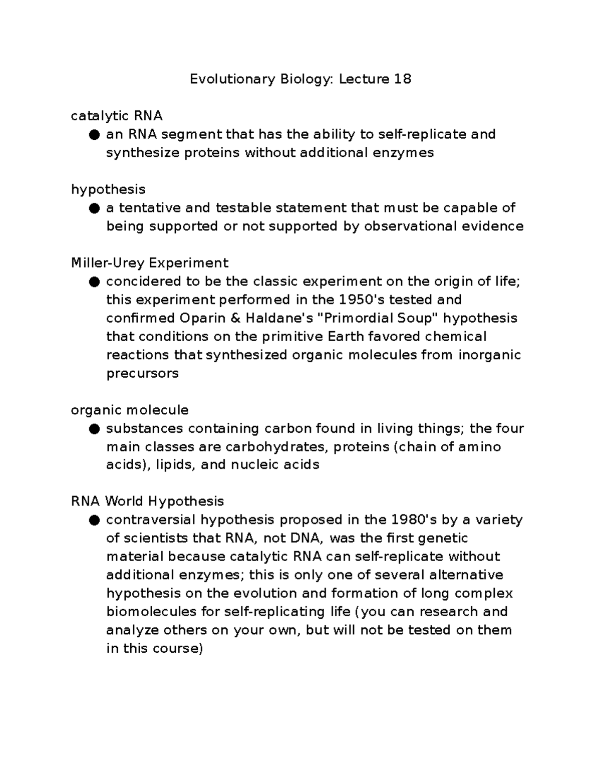 Evolutionary Biology Lecture 18 - Studocu