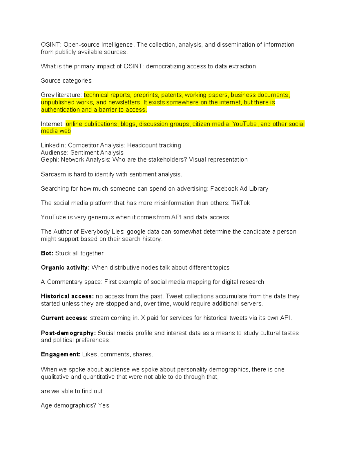 Midterm review - Notes. - OSINT: Open-source Intelligence. The ...