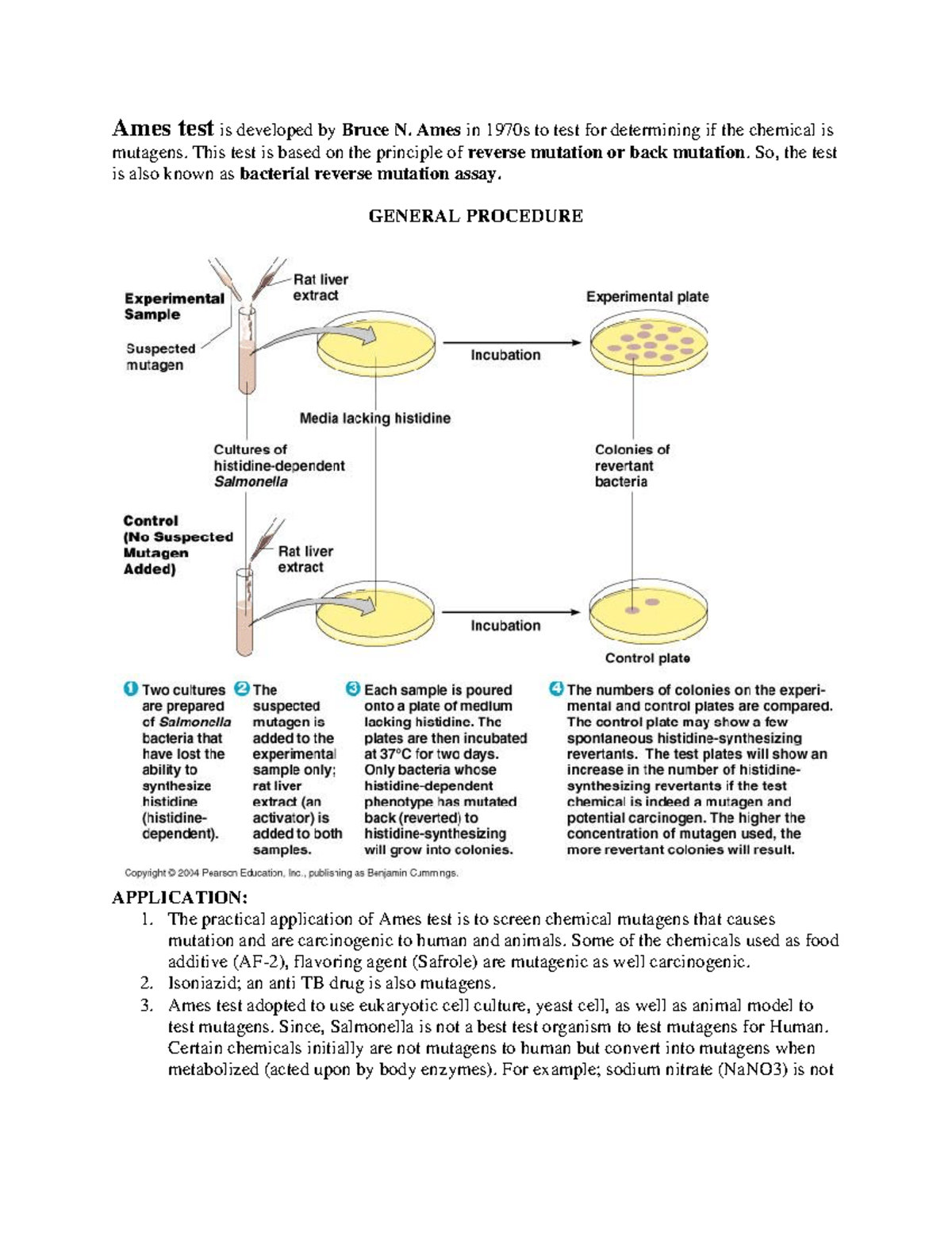 6 - ames test - Ames test is developed by Bruce N. Ames in 1970s to ...
