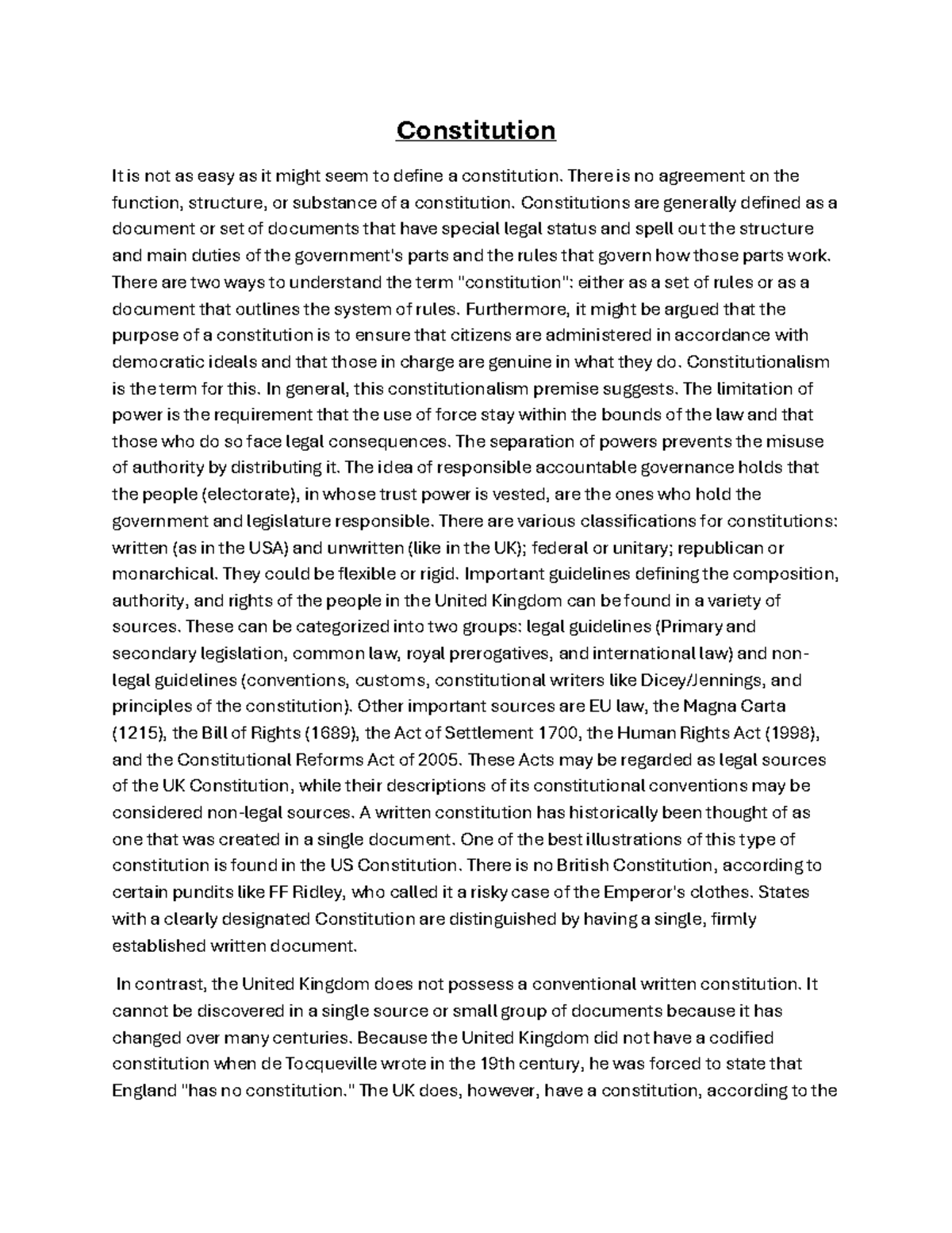 Constitution 1 - Constitution It is not as easy as it might seem to ...