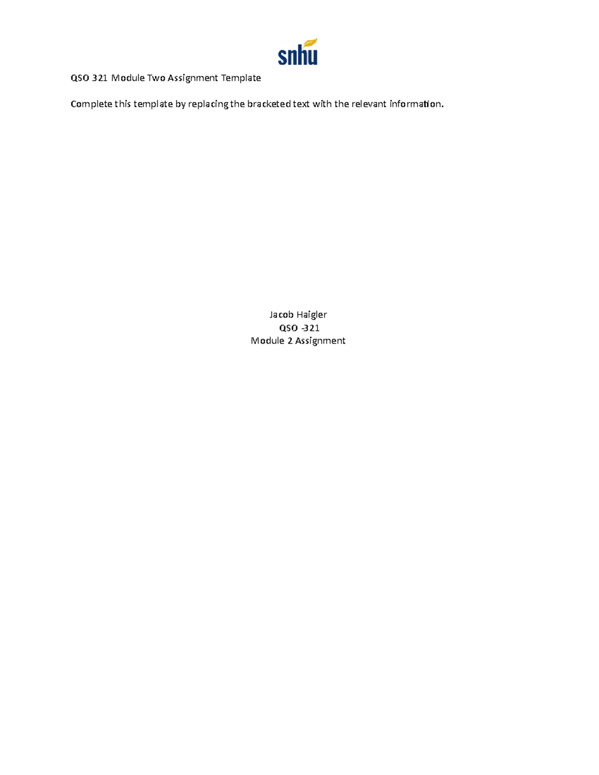QSO 321 Module Two Assignment - Jacob Haigler QSO - Module 2 Assignment ...