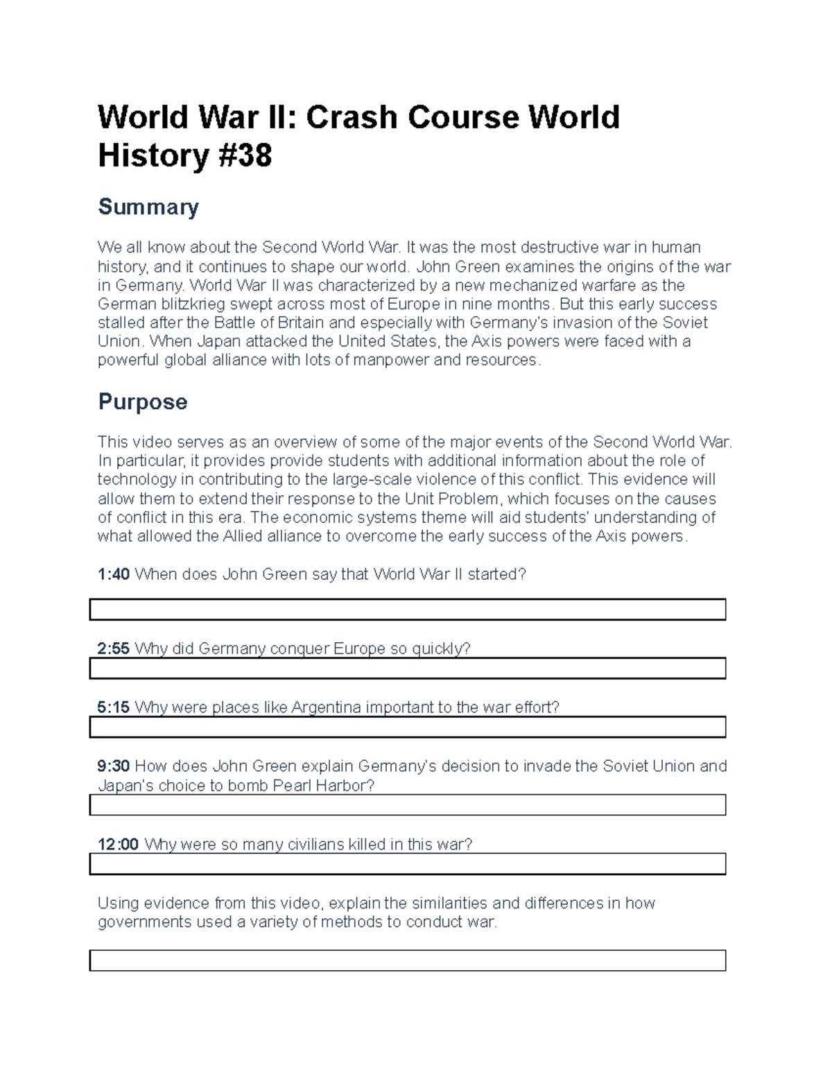 World War II - ww2 homework - World War II: Crash Course World History ...
