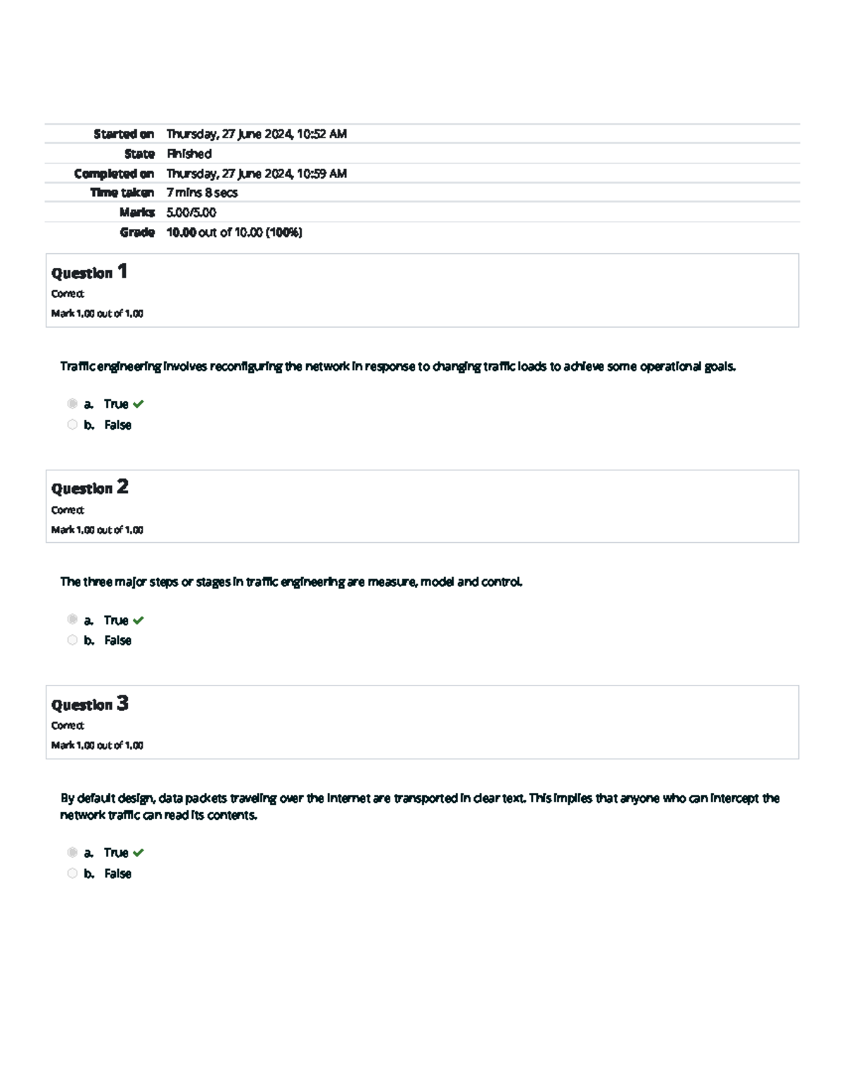 Self-Quiz Unit 2 - Started on Thursday, 27 June 2024, 10:52 AM State Finished Completed on ...