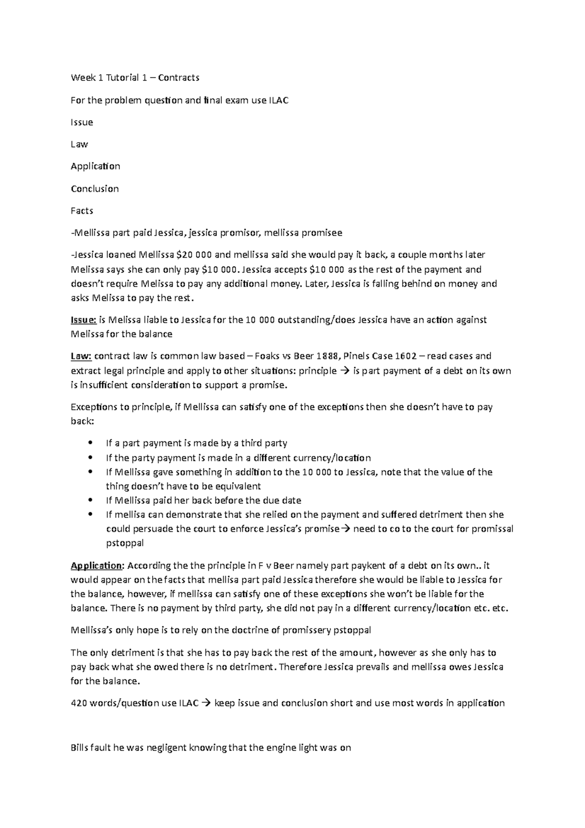 Tutorial 1 - ILAC structure - Week 1 Tutorial 1 – Contracts For the ...