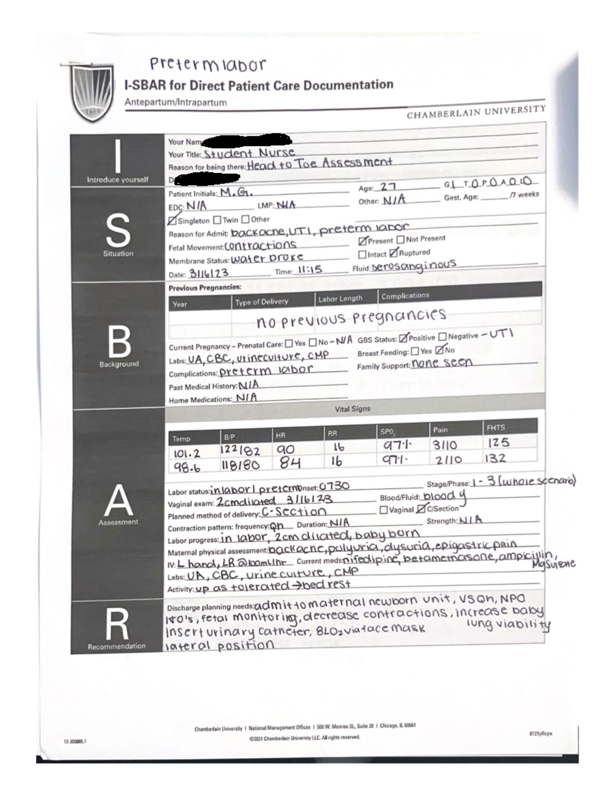 Preterm Labor - pretermiabor for Direct Patient Care Documentation 1889 ...
