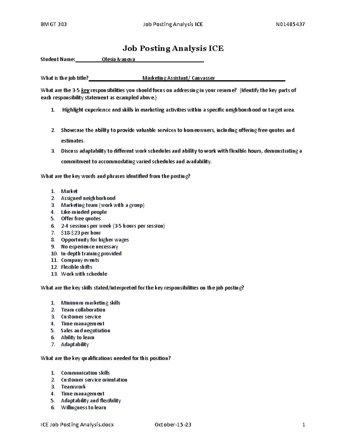 10. 2. ICE Job Posting Analysis - BMGT 303 Job Posting Analysis ICE N ...