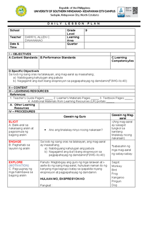 Detailed lesson plan none - Downloaded by gon bee Detailed Lesson Plan - none Bachelor in ...