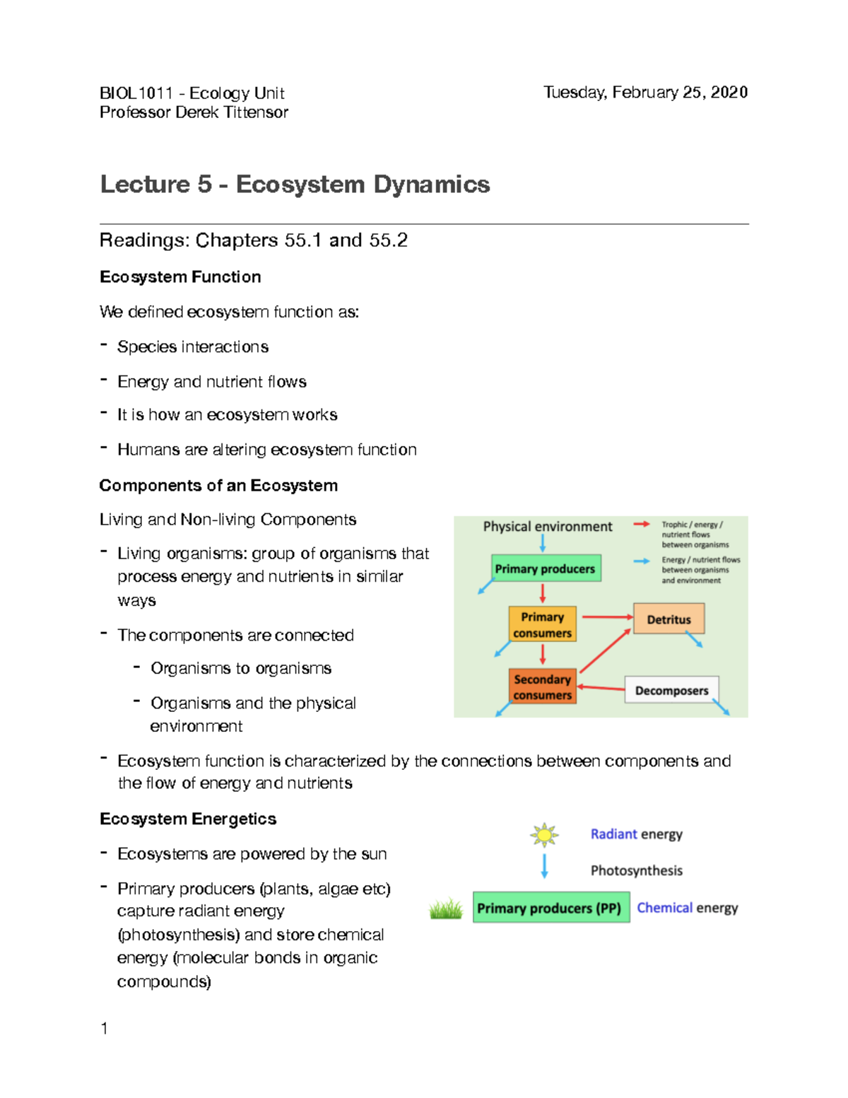 Unit 2 Lecture 5 - Ecosystem Dynamics - Professor Derek Tittensor ...