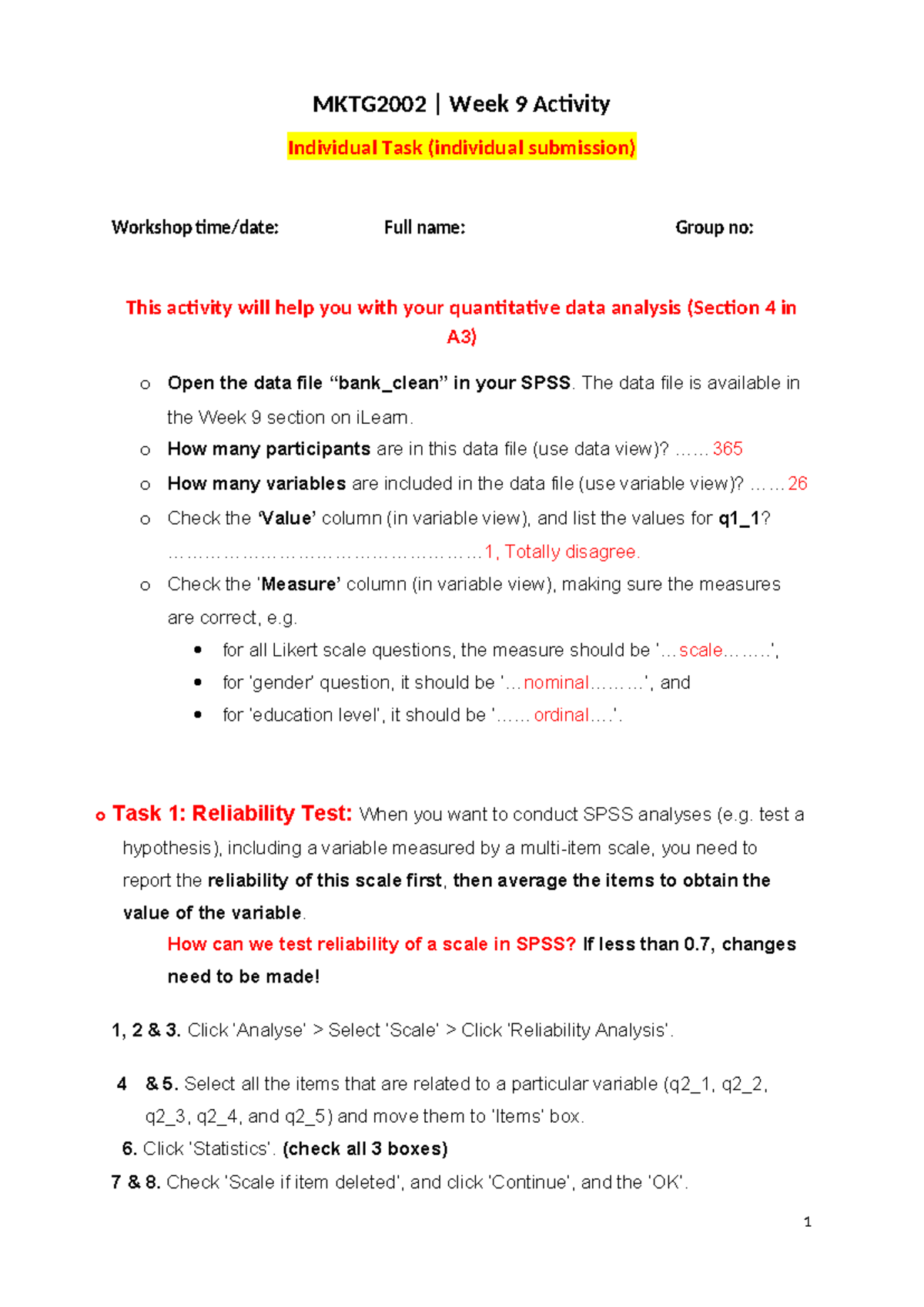 MKTG2002-Week 9 individual task updated - MKTG2002 | Week 9 Activity ...