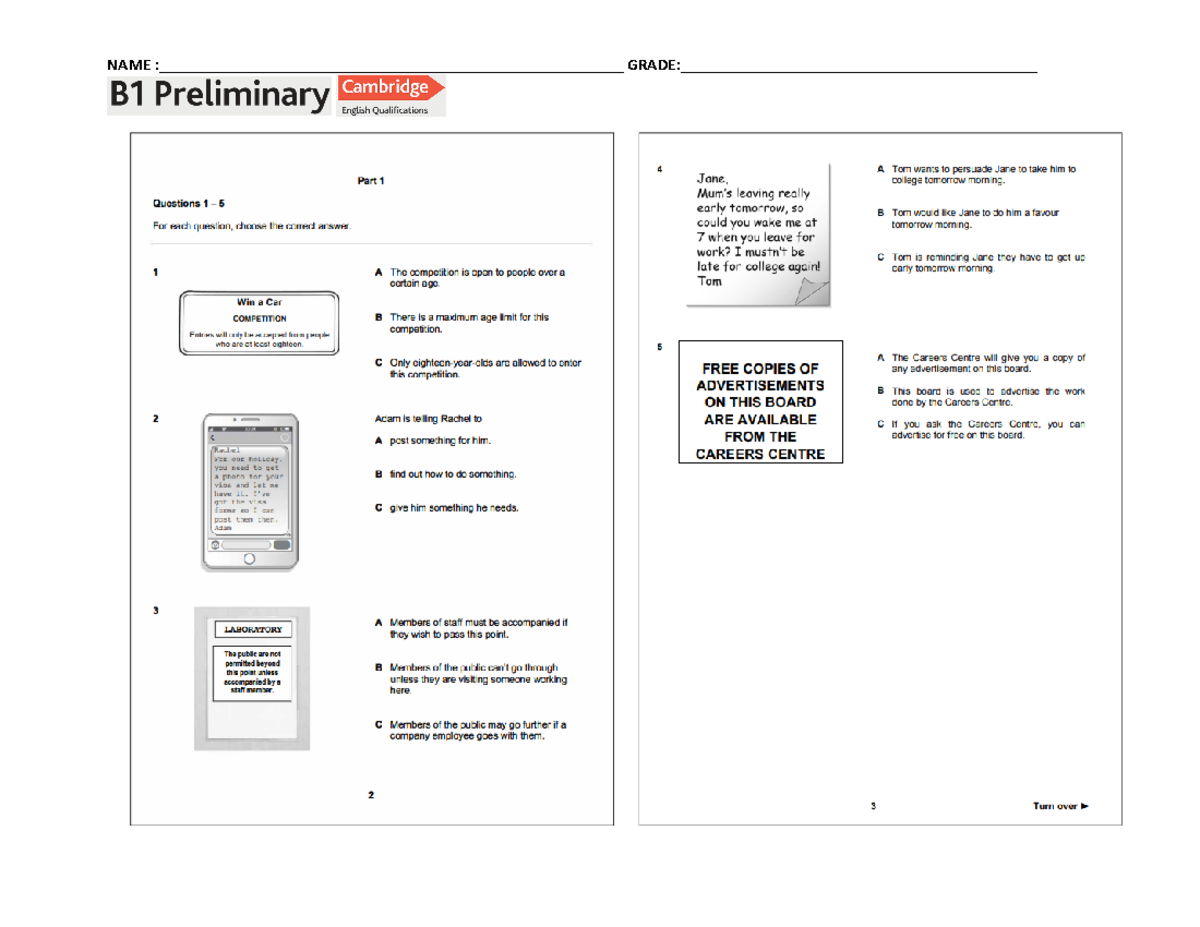 final PET Cambridge - ciencias,español,etica,edu fisica. - Studocu
