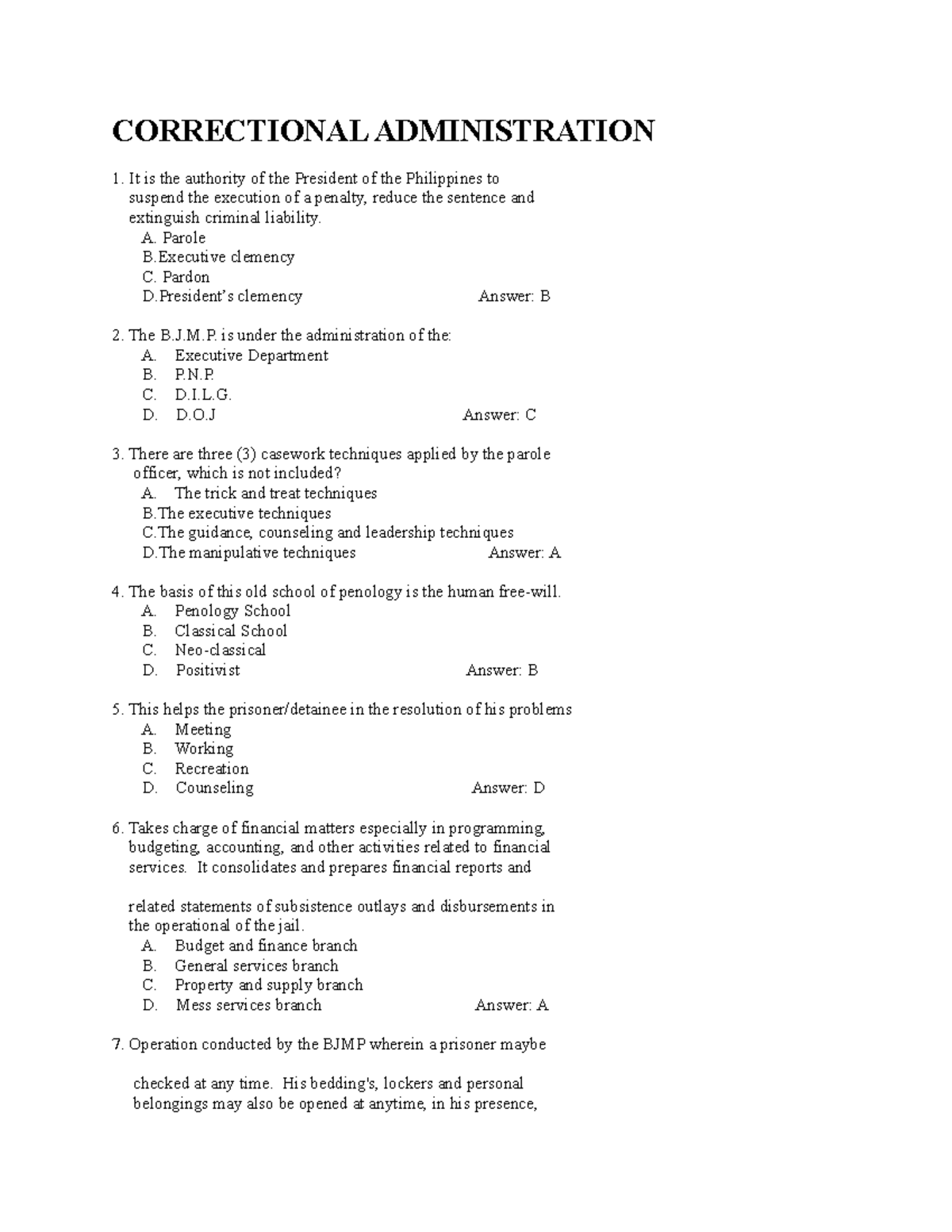 Correctional Administration - CORRECTIONAL ADMINISTRATION It is the ...