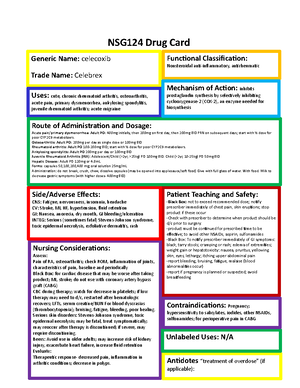 Folic acid - Drug card - NSG124 Drug Card (must be handwritten) Nursing ...