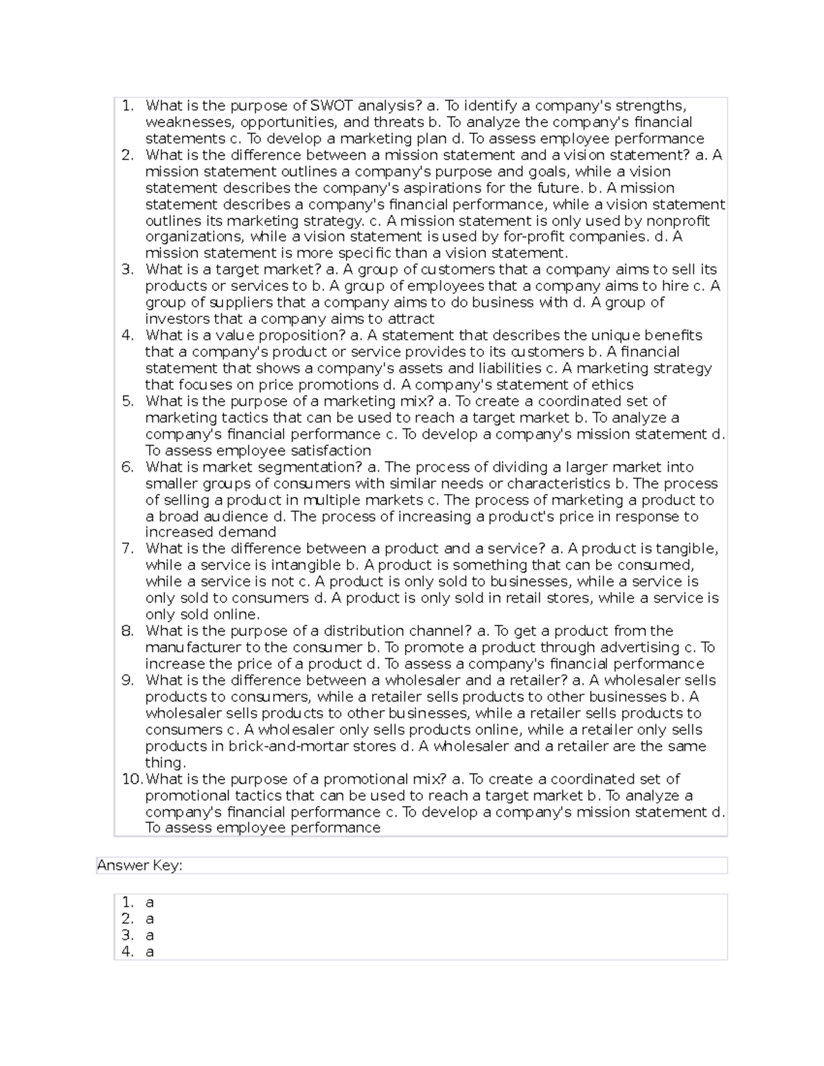 D072 mock test chapters 6-10 - What is the purpose of SWOT analysis? a ...