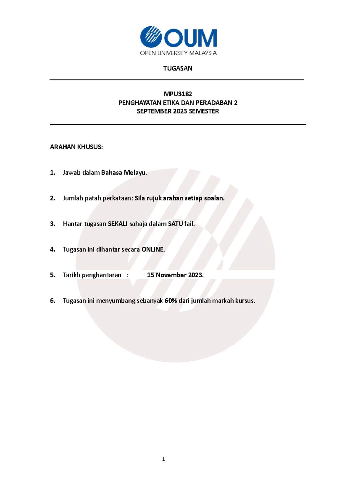 MPU3182 (soalan) - TUGASAN