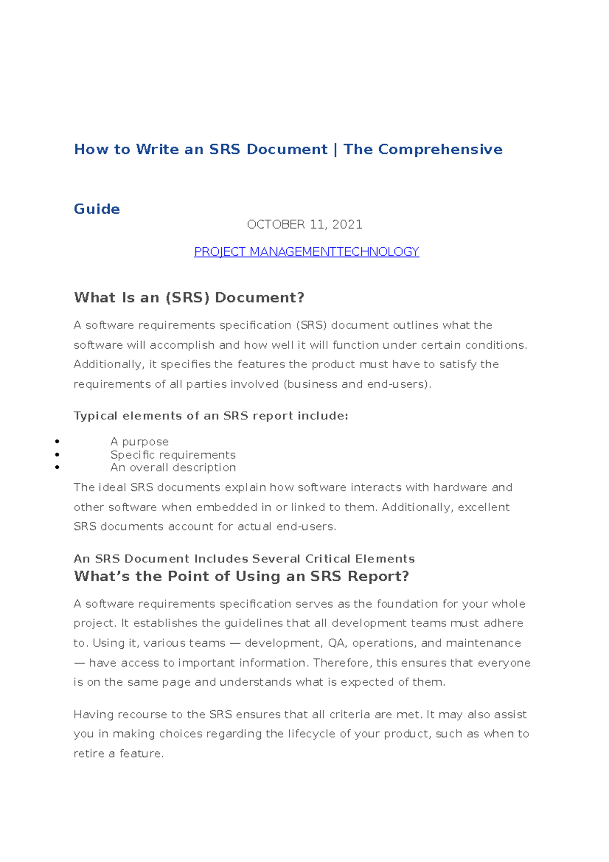 How to Write an SRS Document - Additionally, it specifies the features ...