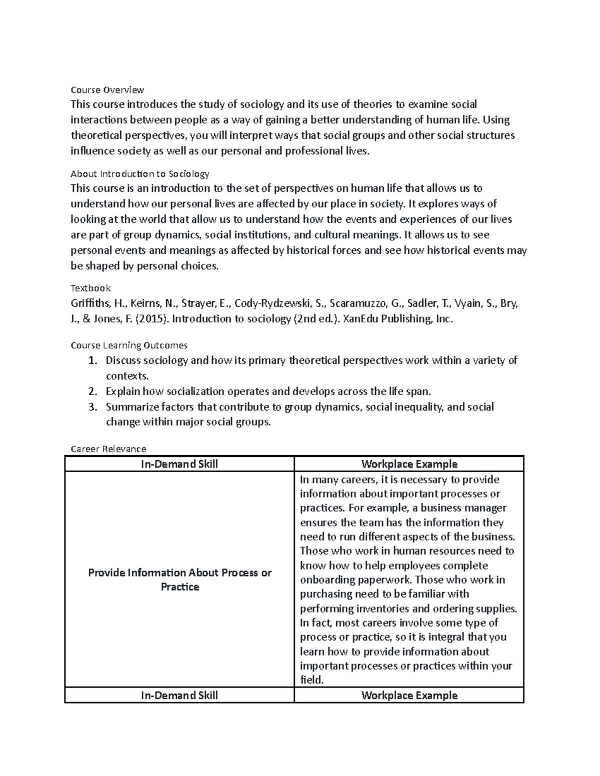 Intro to sociology course overview - Course Overview This course ...