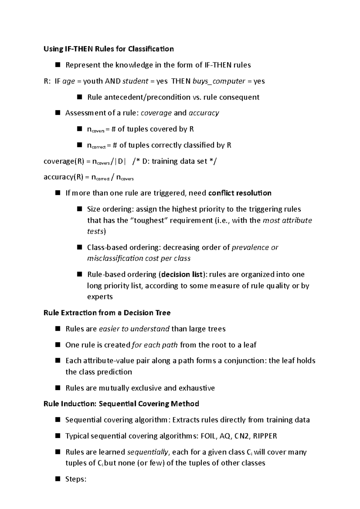 Rule-Based Classification and Model Evaluation - Using IF-THEN Rules for Classification ...