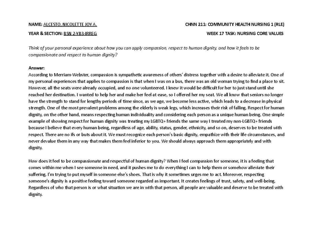 CHNN 211 RLE WK17 TASK Alcesto (BSN 2-YB3- Irreg) - NAME: ALCESTO, NICOLETTE JOY A. CHNN 211 ...