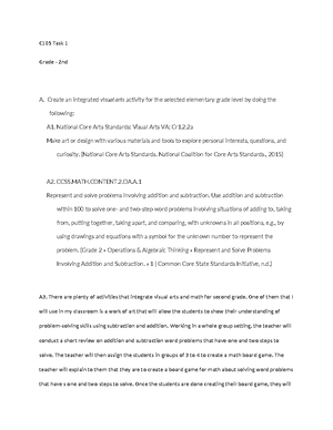 C105 task 1 - C105 - Ali Dennison Task 1 7/10/ Grade level- First Grade ...