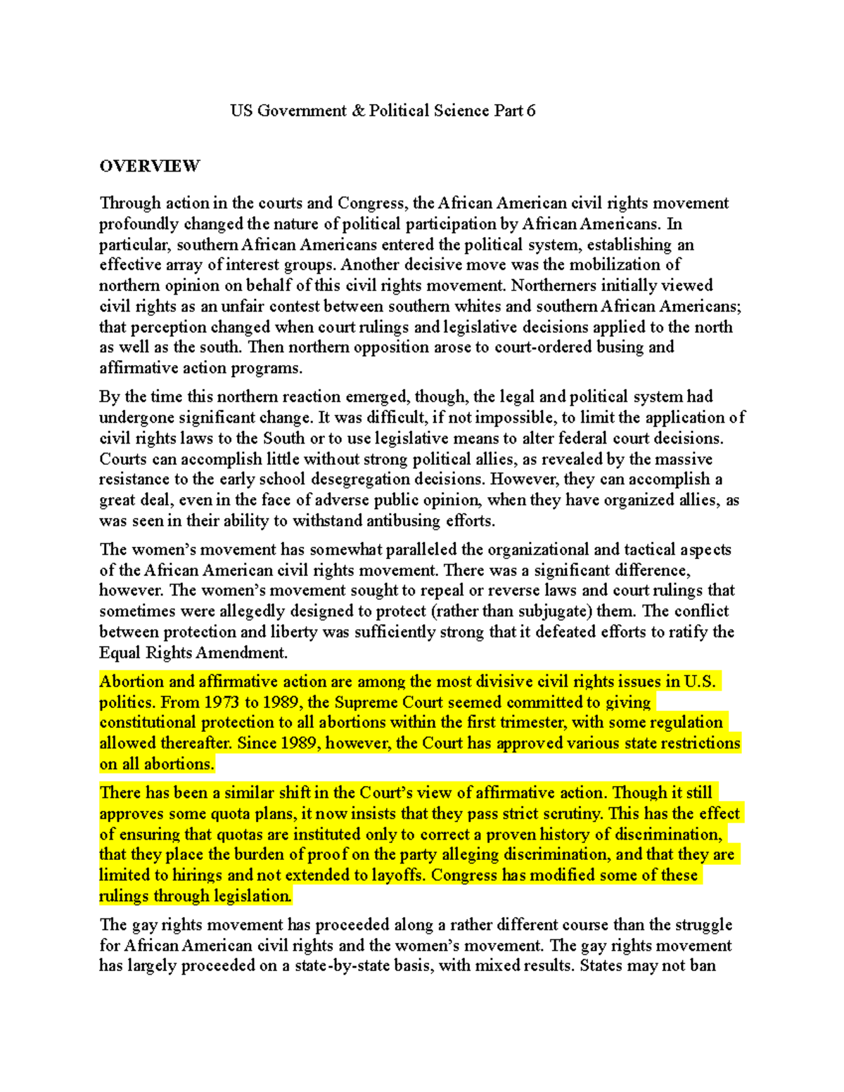 US Government & Political Science Part 6 - US Government & Political ...